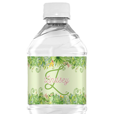 Custom Tropical Leaves Border Water Bottle Labels - Custom Sized ...