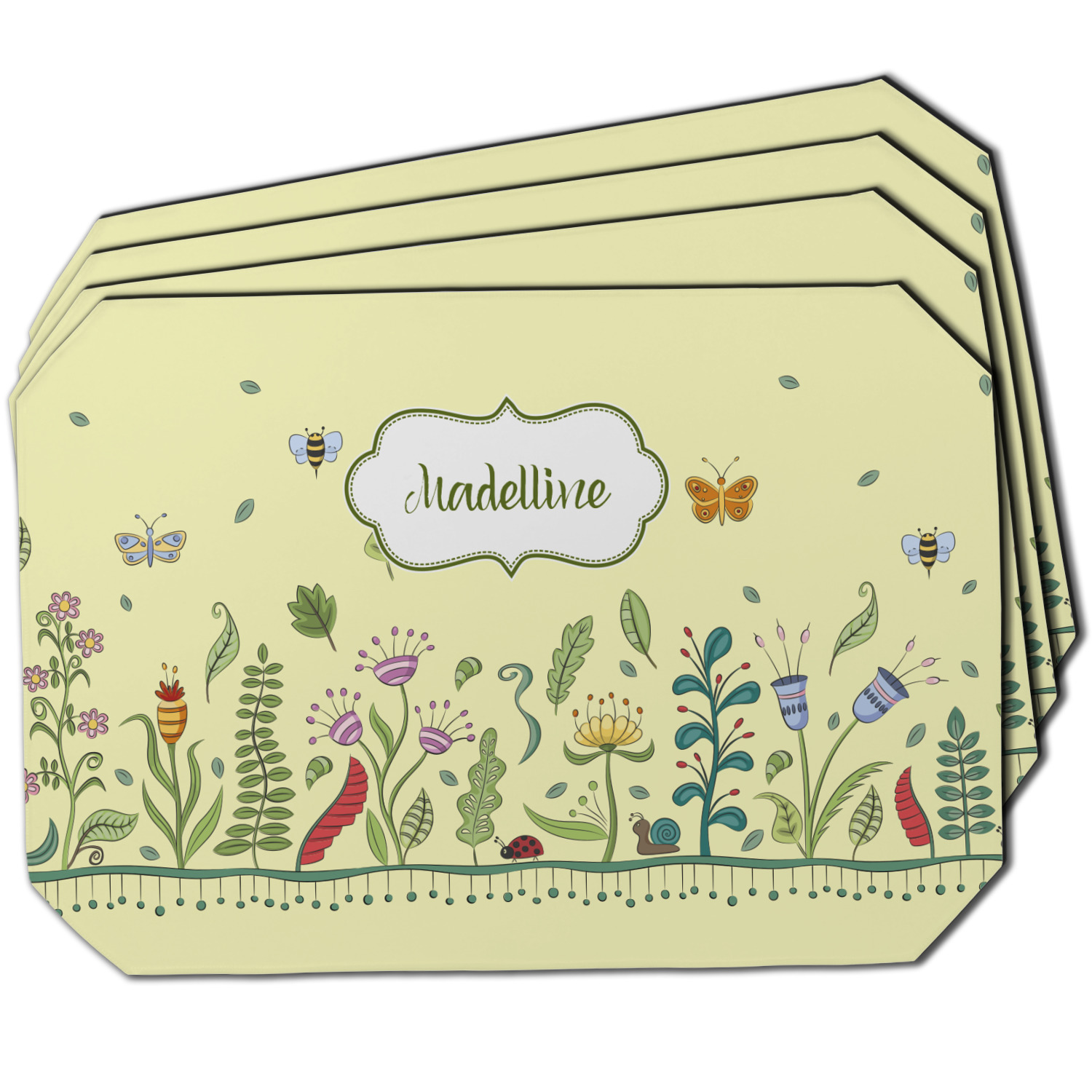 Custom Nature Inspired Dining Table Mat - Octagon w/ Name or Text ...