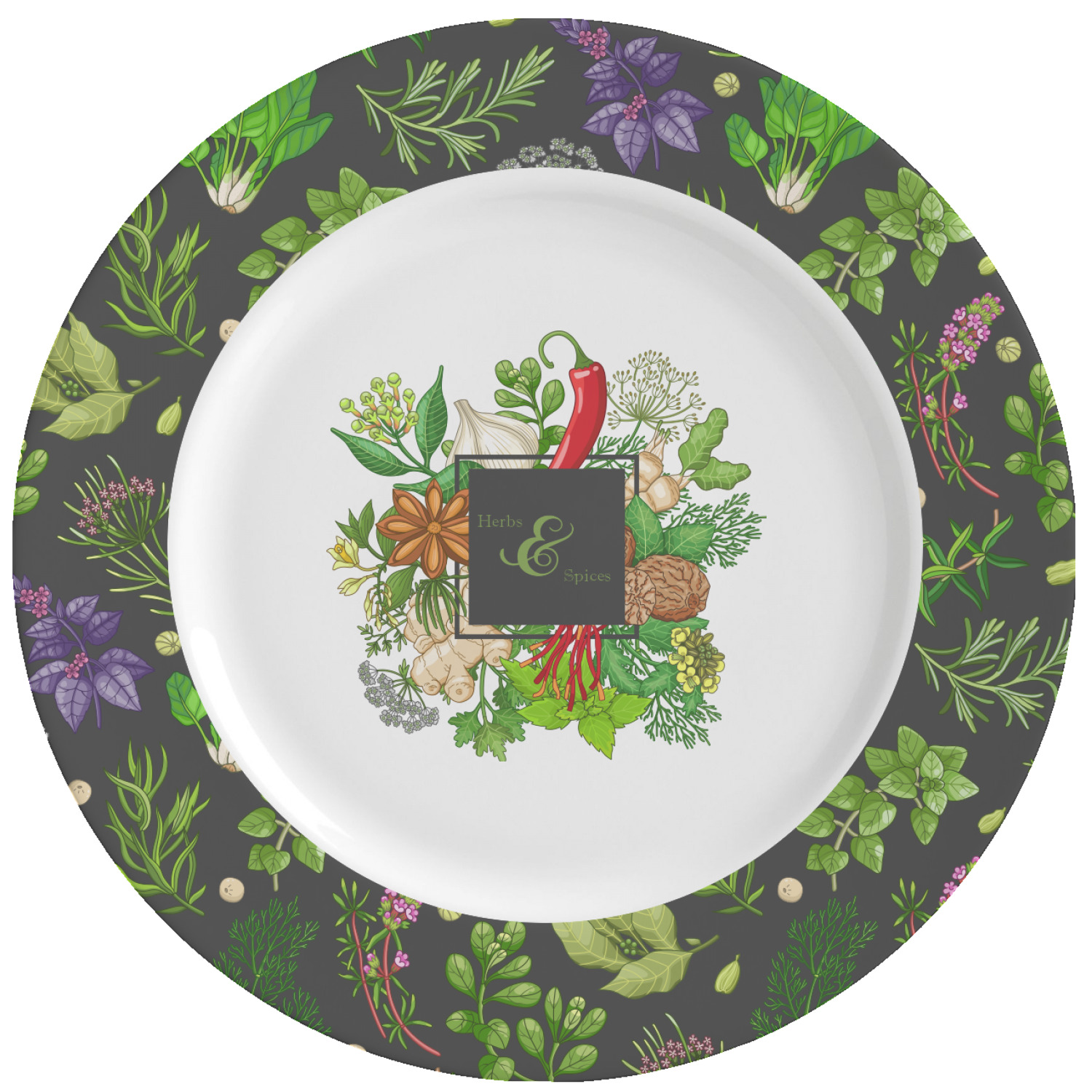 Custom Herbs & Spices Ceramic Dinner Plates (Set of 4) (Personalized ...