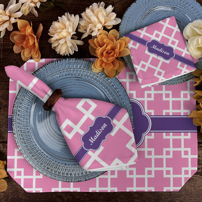 Custom Linked Squares Dining Table Mat - Octagon w/ Name or Text ...