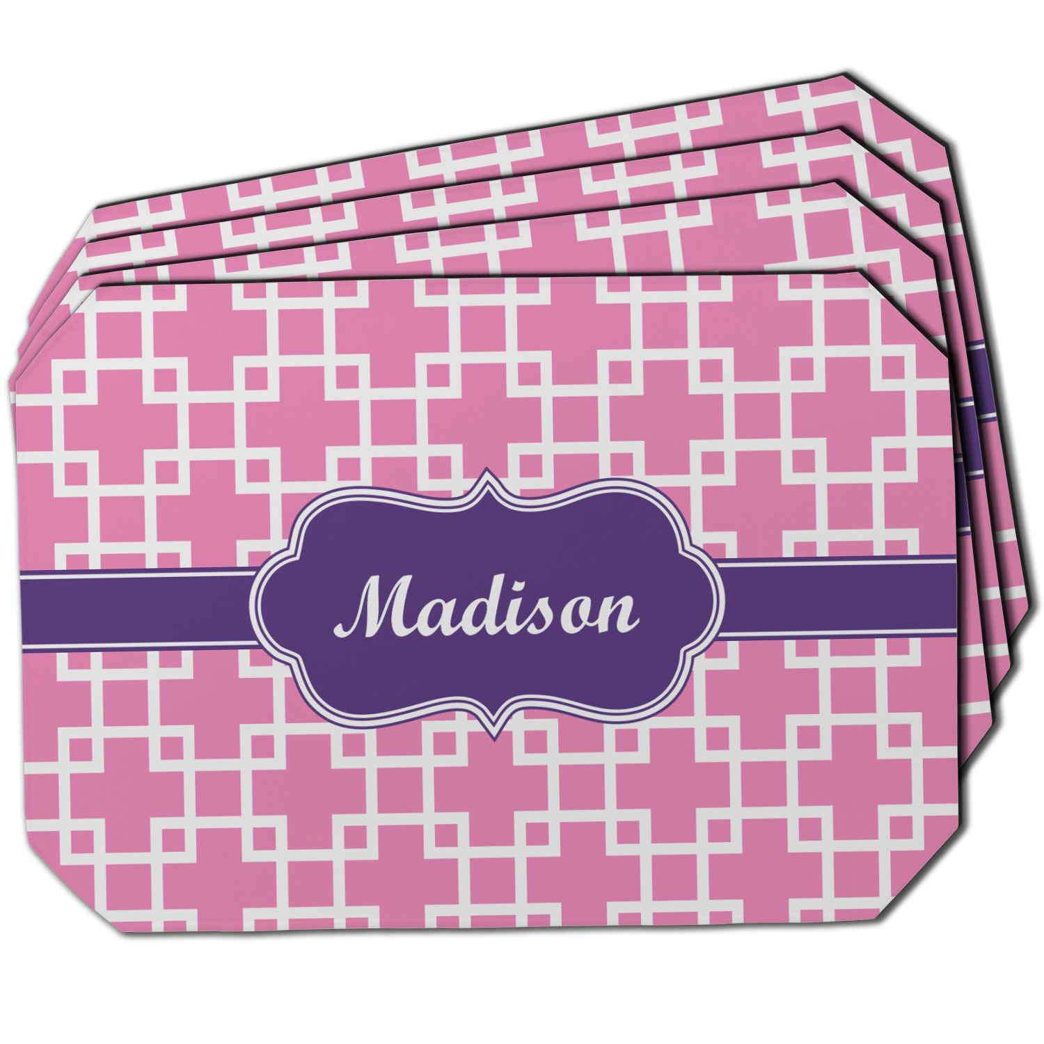 Custom Linked Squares Dining Table Mat - Octagon w/ Name or Text ...