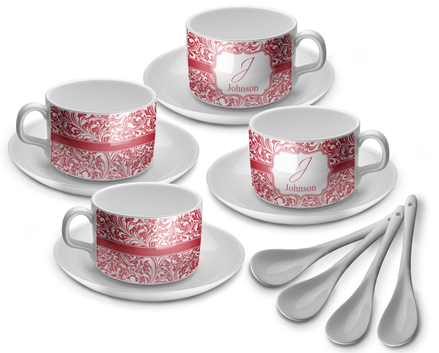 Swirl Tea Cup - Set of 4 (Personalized) - YouCustomizeIt