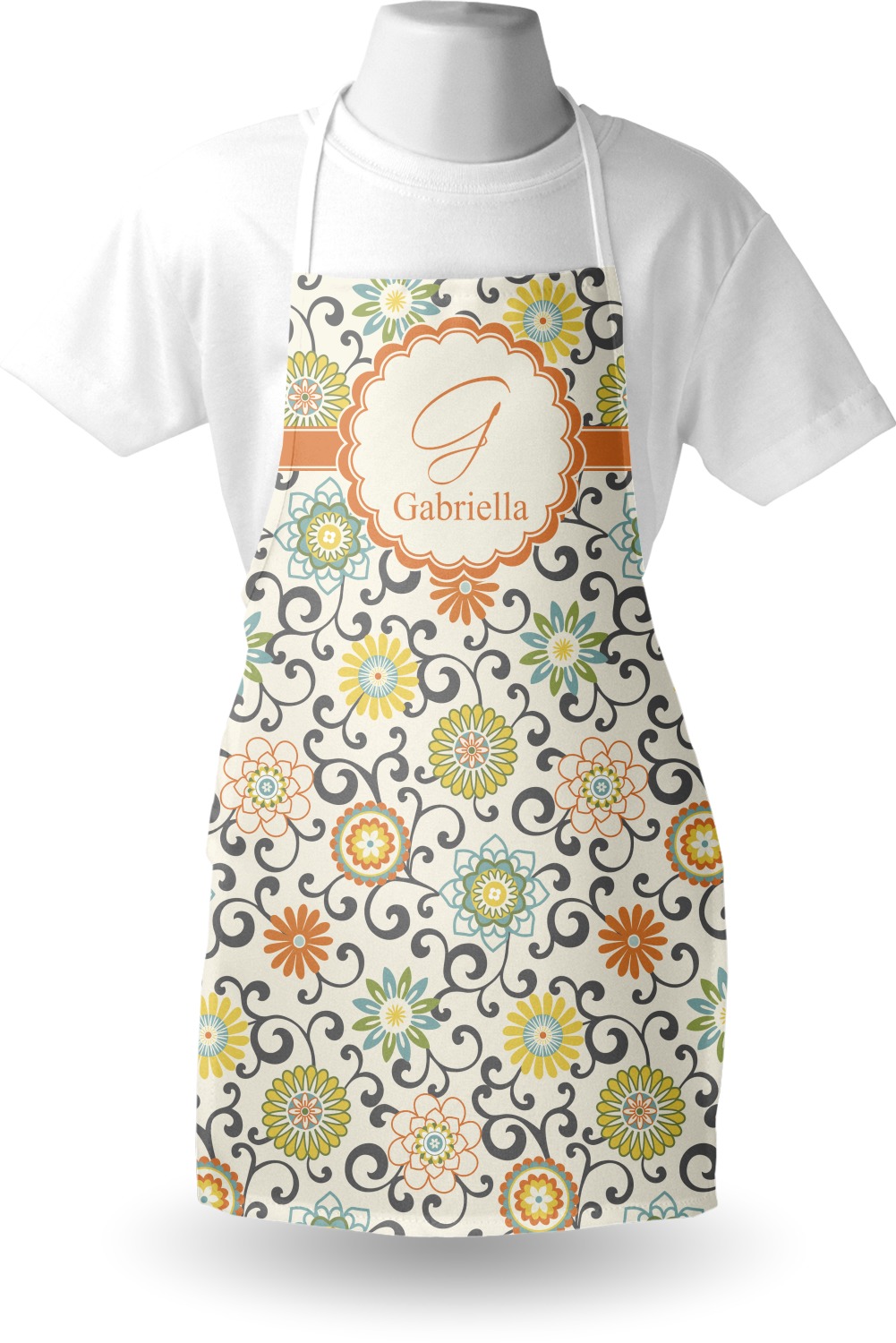 Swirls & Floral Apron (Personalized) - YouCustomizeIt