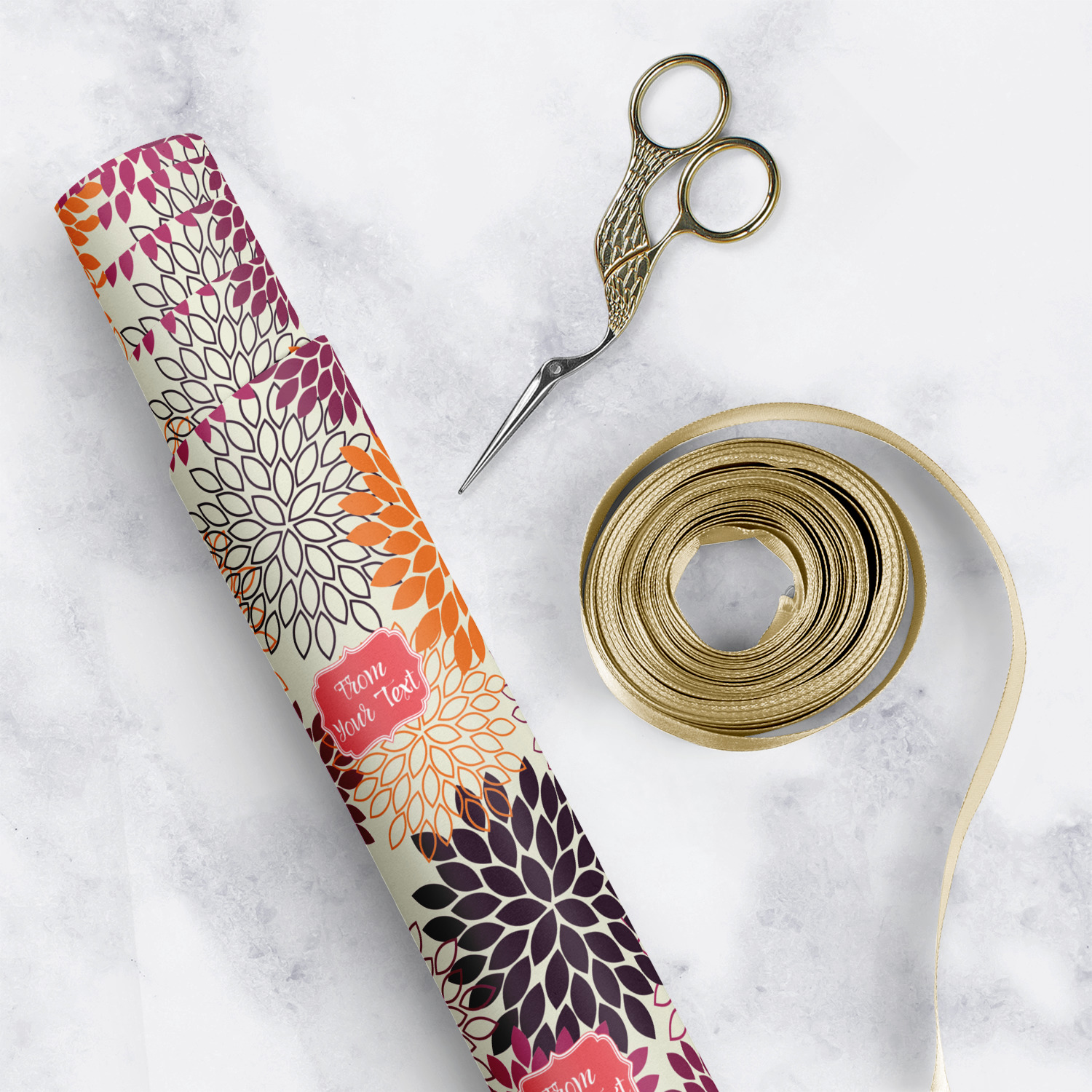 Mums Flower Wrapping Paper (Personalized) - YouCustomizeIt