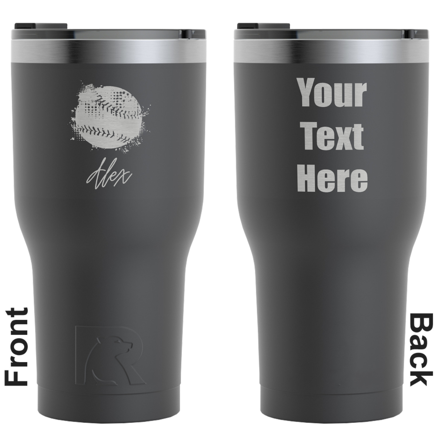 Softball RTIC Tumbler - Black - Engraved Front & Back (Personalized ...