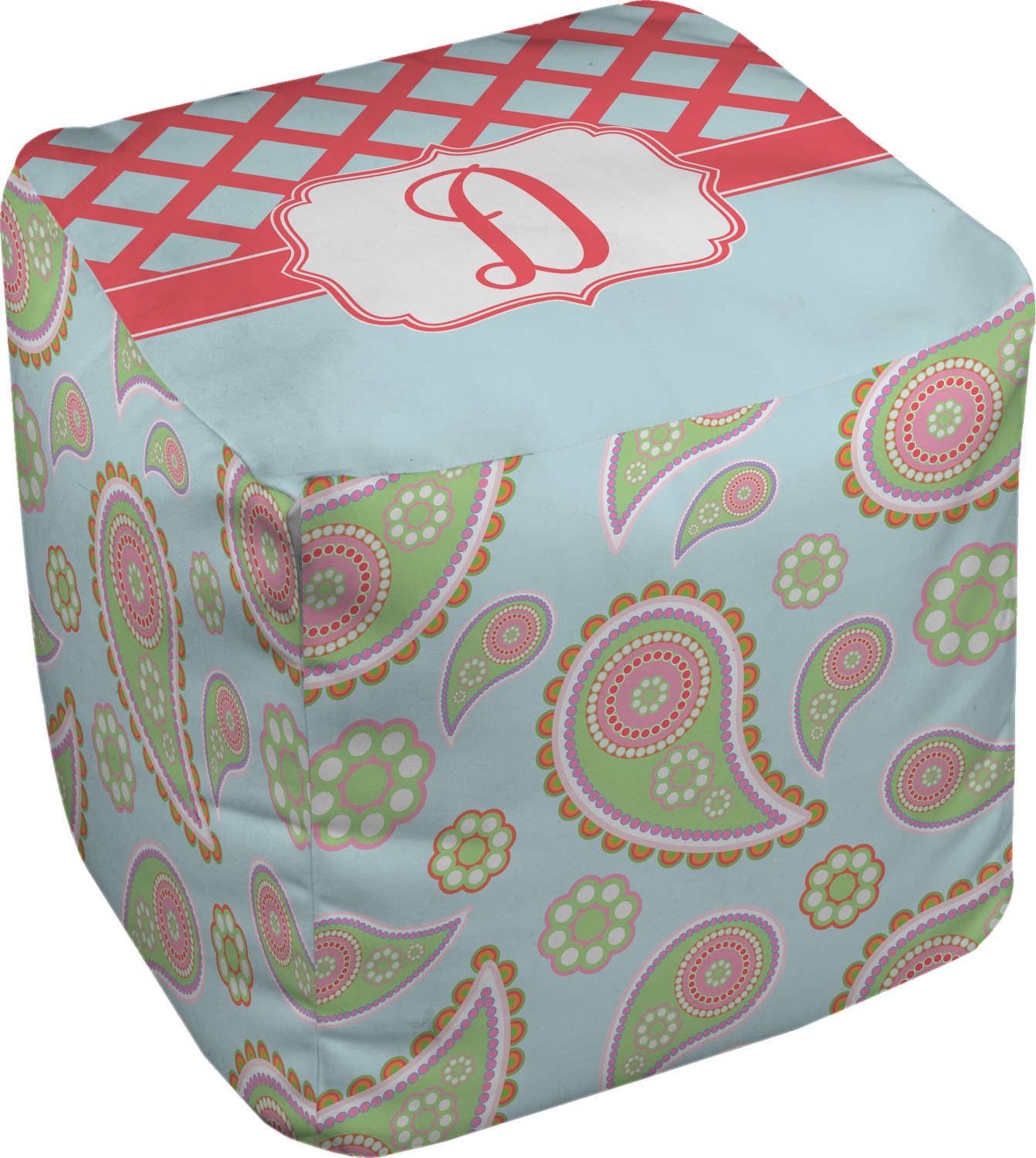 Custom Blue Paisley Cube Pouf Ottoman (Personalized) | YouCustomizeIt