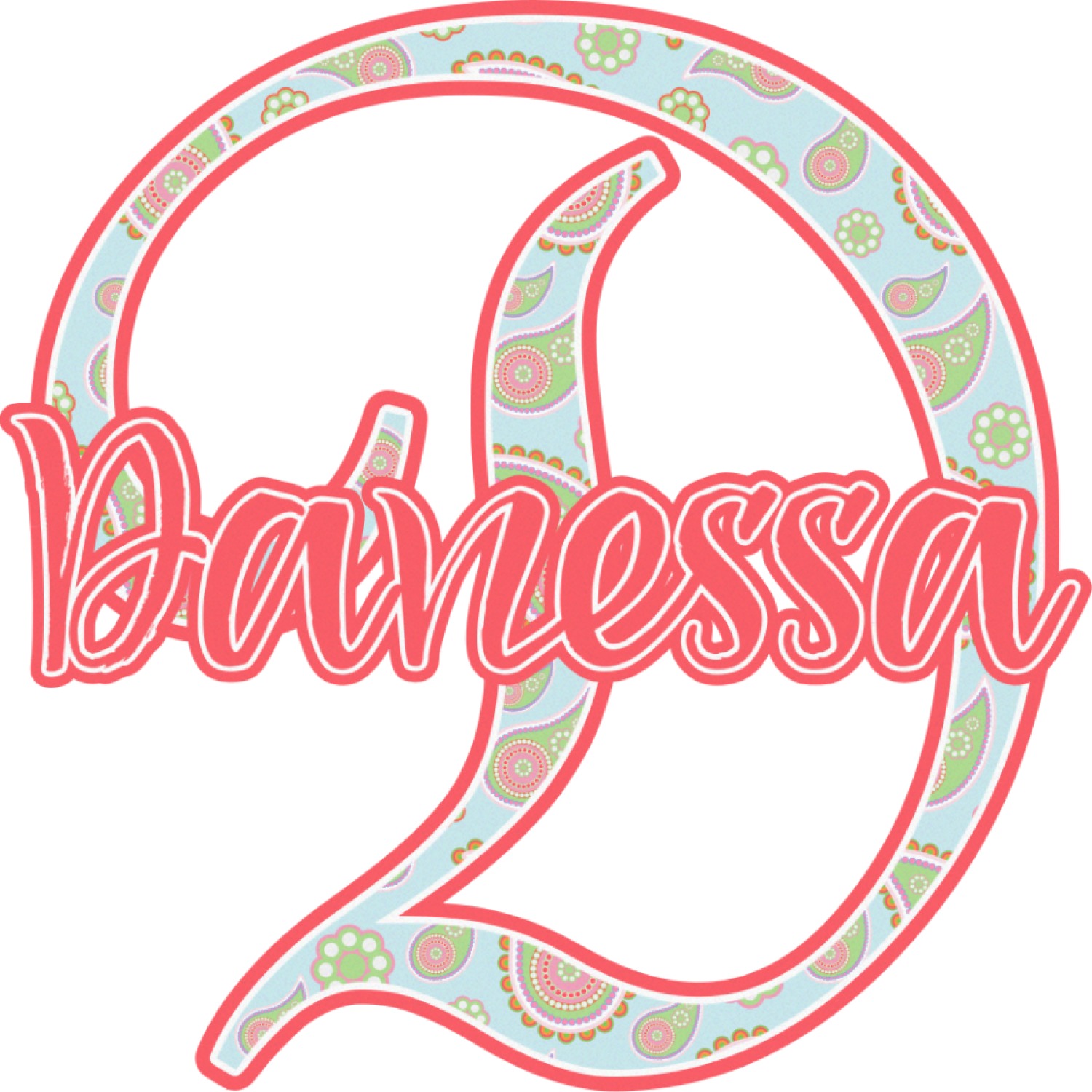 Blue Paisley Name & Initial Decal - Custom Sized (Personalized) - You ...