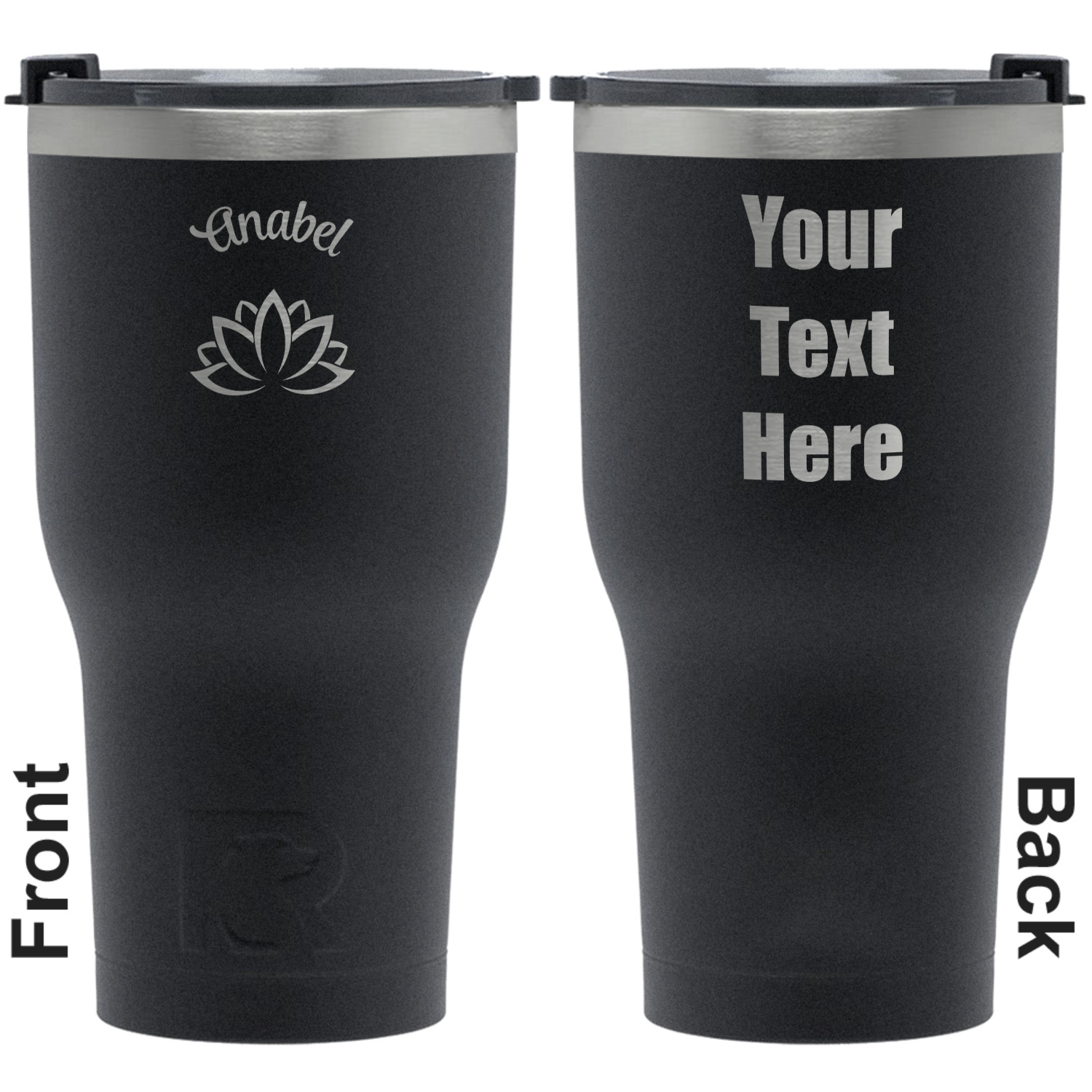 Lotus Flower RTIC Tumbler - Black - Engraved Front & Back (Personalized ...
