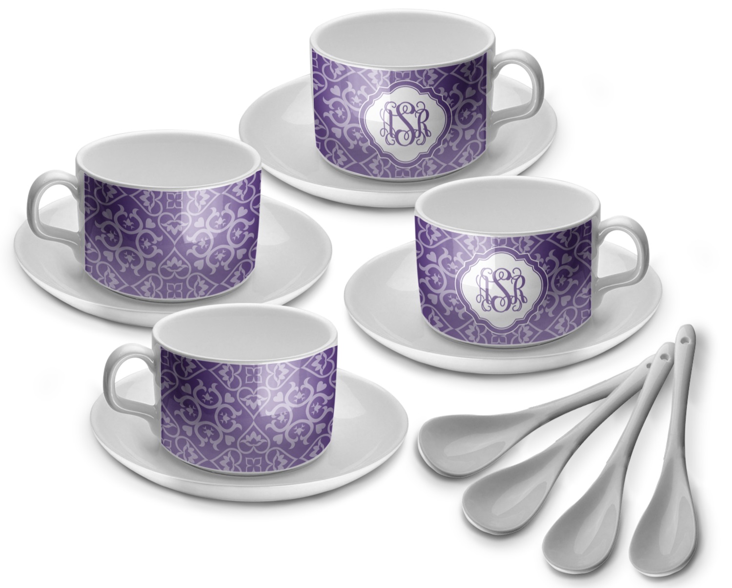 Lotus Flower Tea Cup - Set of 4 (Personalized) - You Customize It