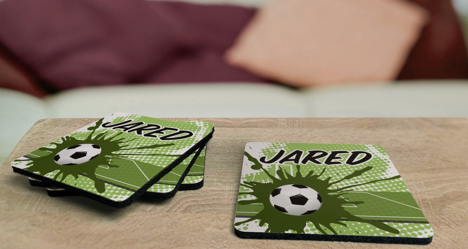 Custom Soccer Rubber Backed Coaster (Personalized) | YouCustomizeIt