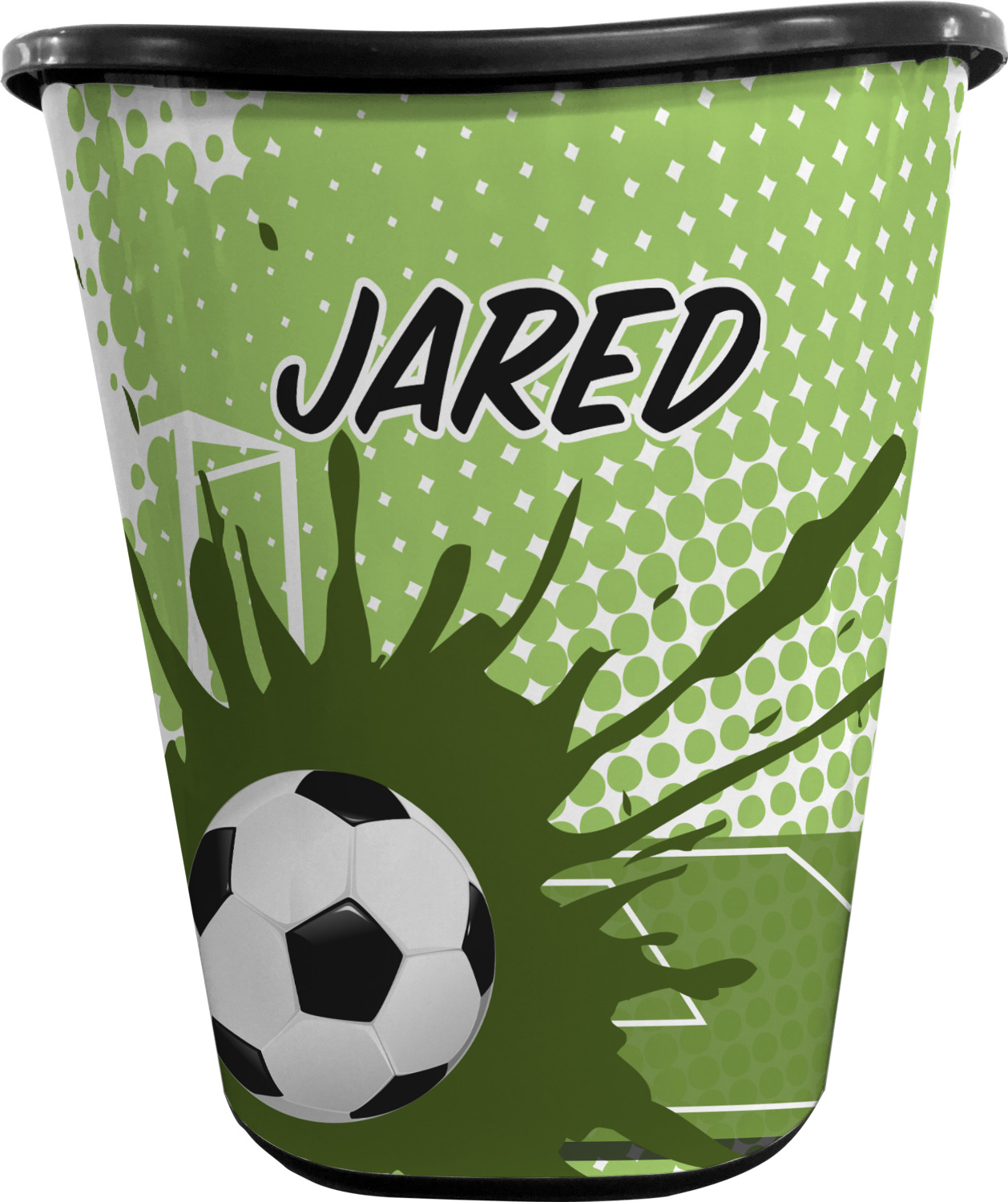 Custom Soccer Waste Basket - Single Sided (Black) (Personalized ...