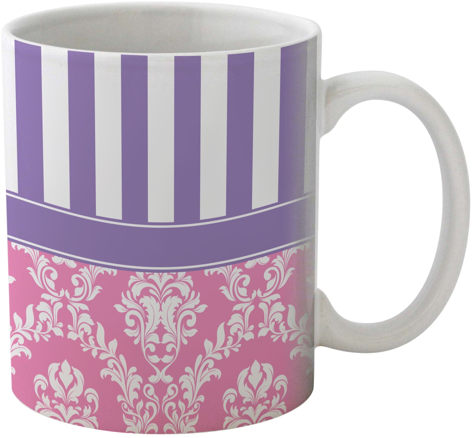 Pink & Purple Damask Coffee Mug (Personalized) - YouCustomizeIt