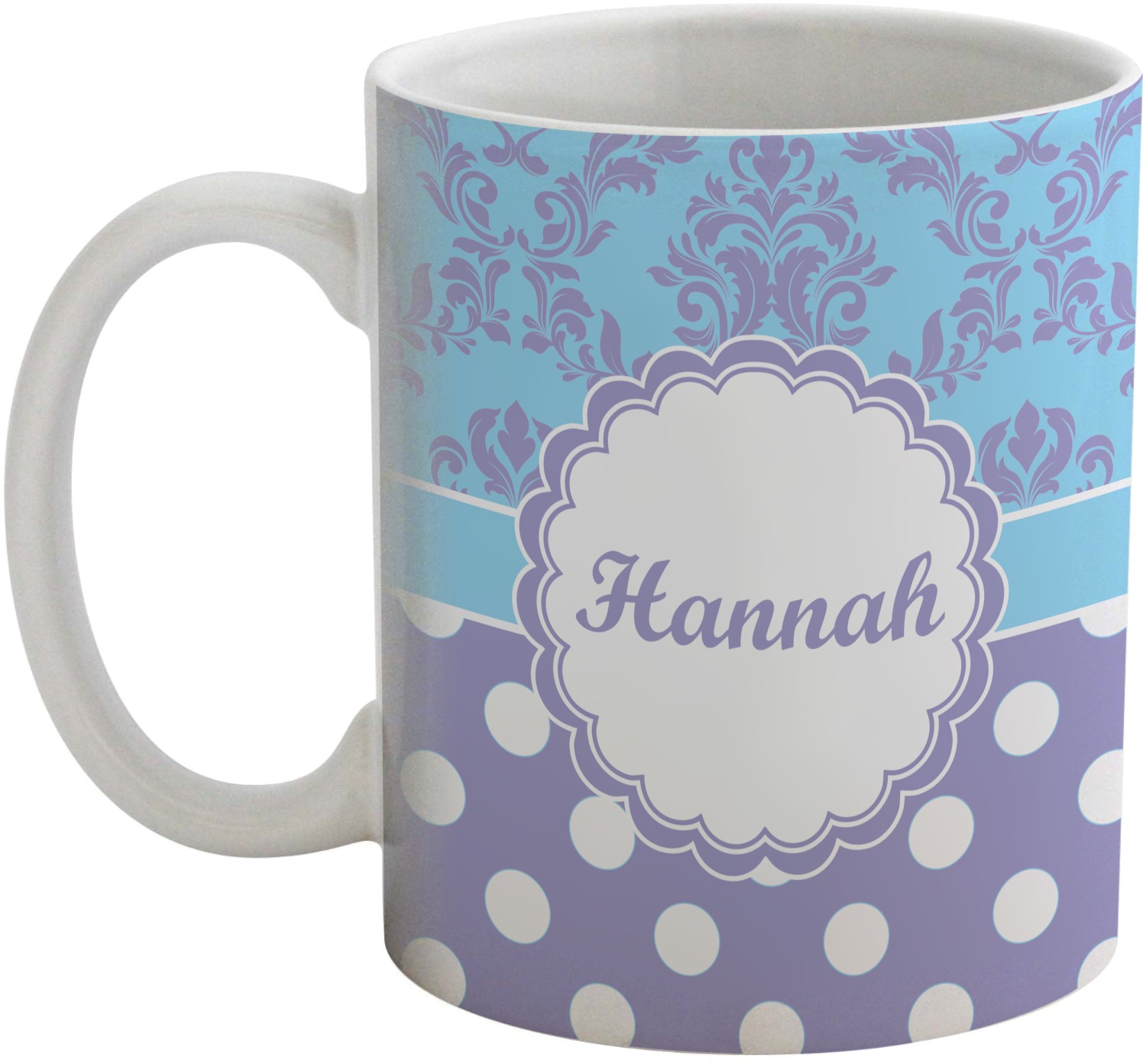 Purple Damask & Dots Coffee Mug (Personalized) - YouCustomizeIt