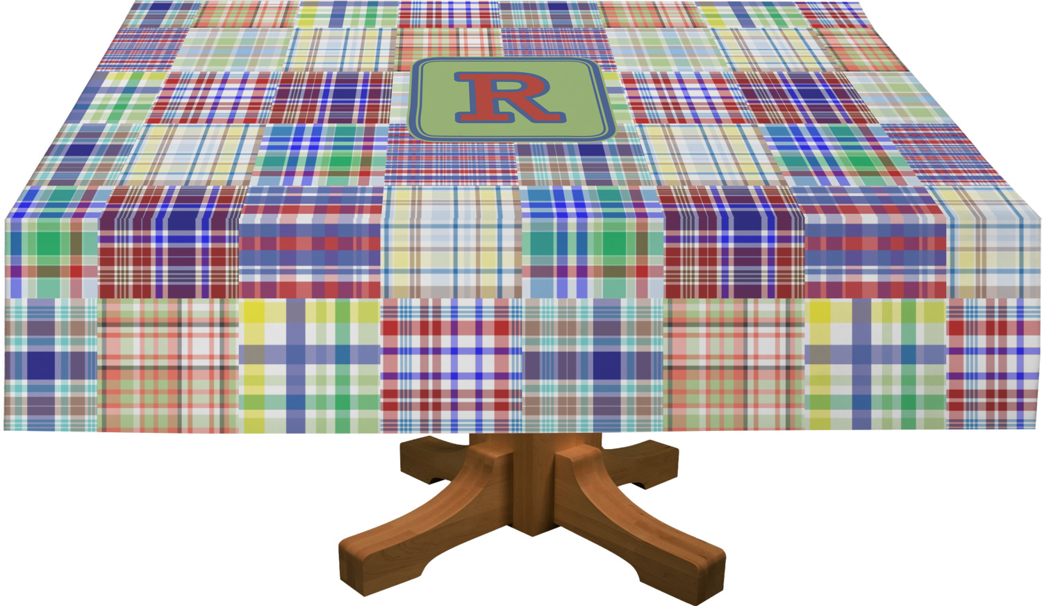 Blue Madras Plaid Print Tablecloth - 58"x58" (Personalized ...