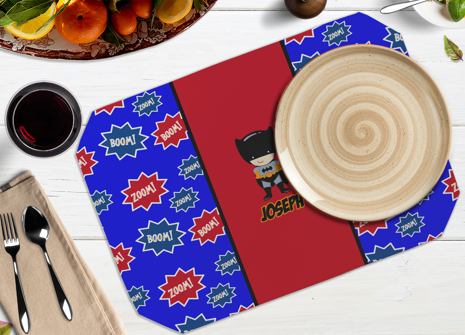 Custom Superhero Dining Table Mat - Octagon w/ Name or Text ...