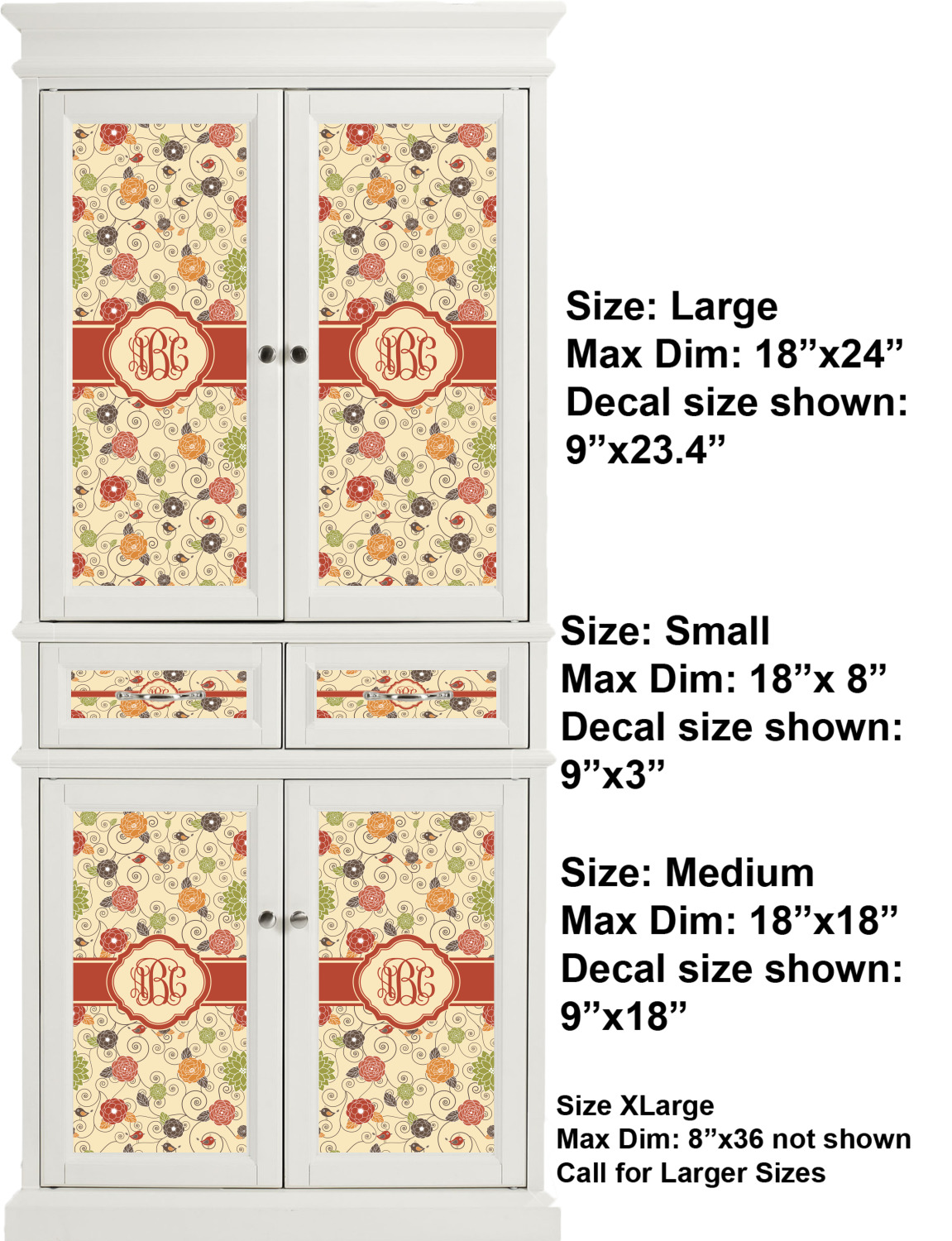 Fall Flowers Cabinet Decal - Small (Personalized) - YouCustomizeIt