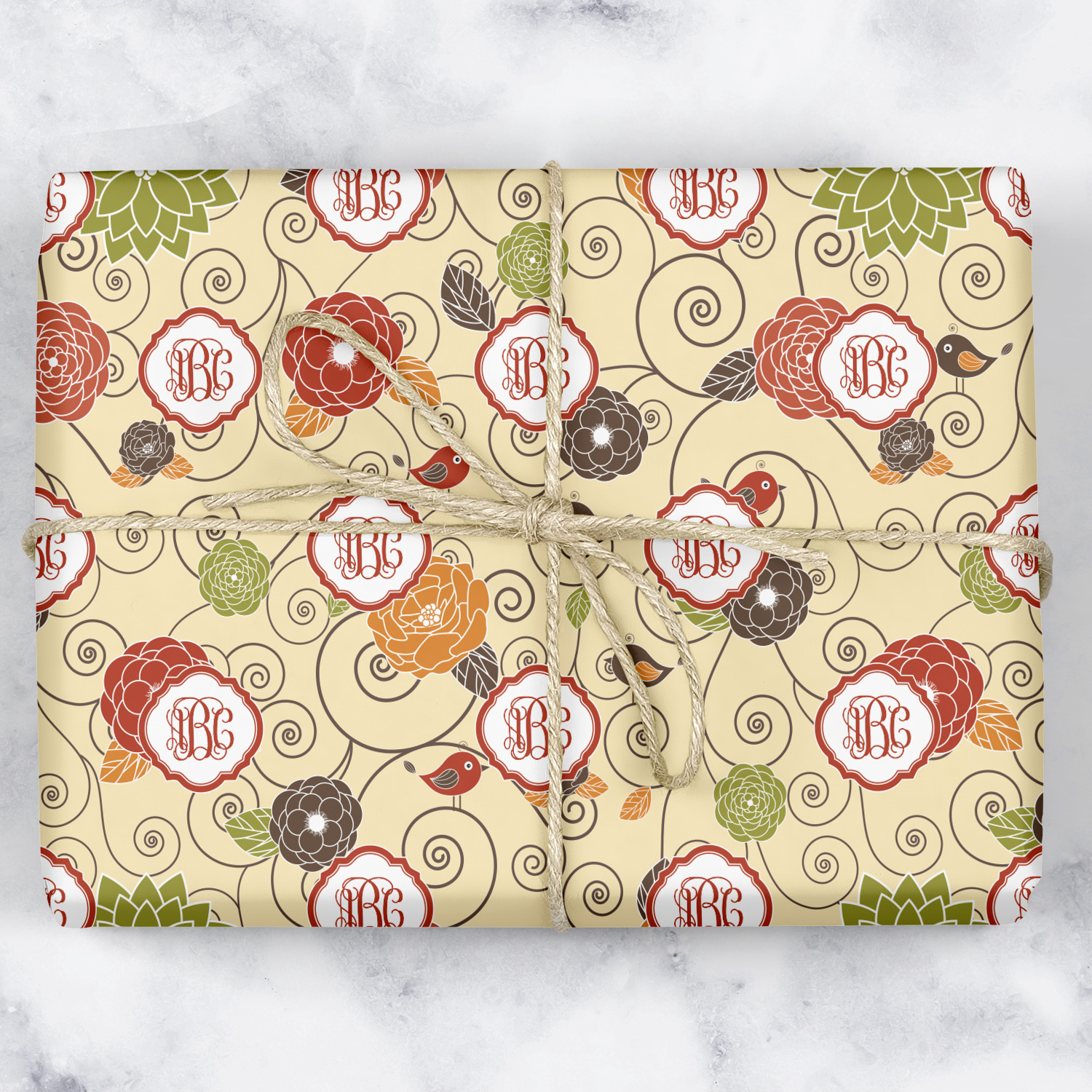 Fall Flowers Wrapping Paper (Personalized) - YouCustomizeIt