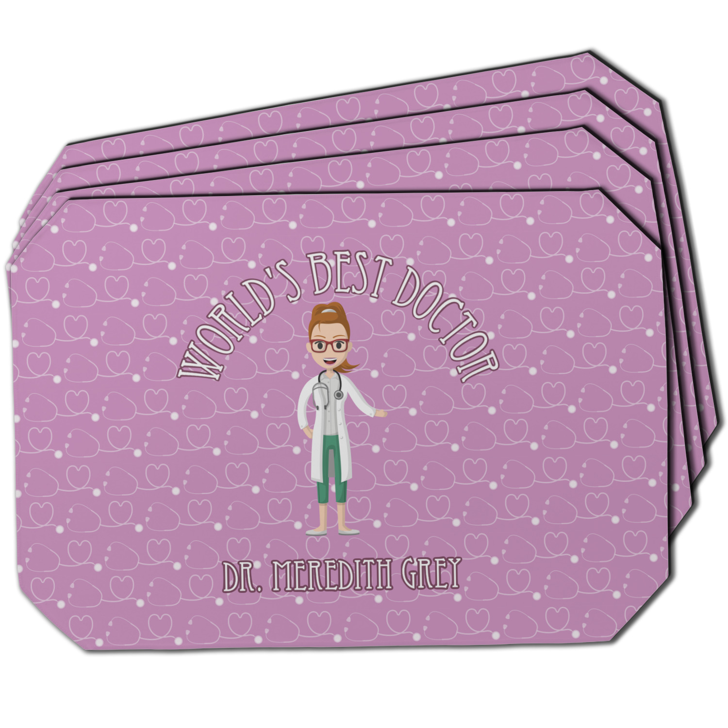 Custom Doctor Avatar Dining Table Mat - Octagon w/ Name or Text ...