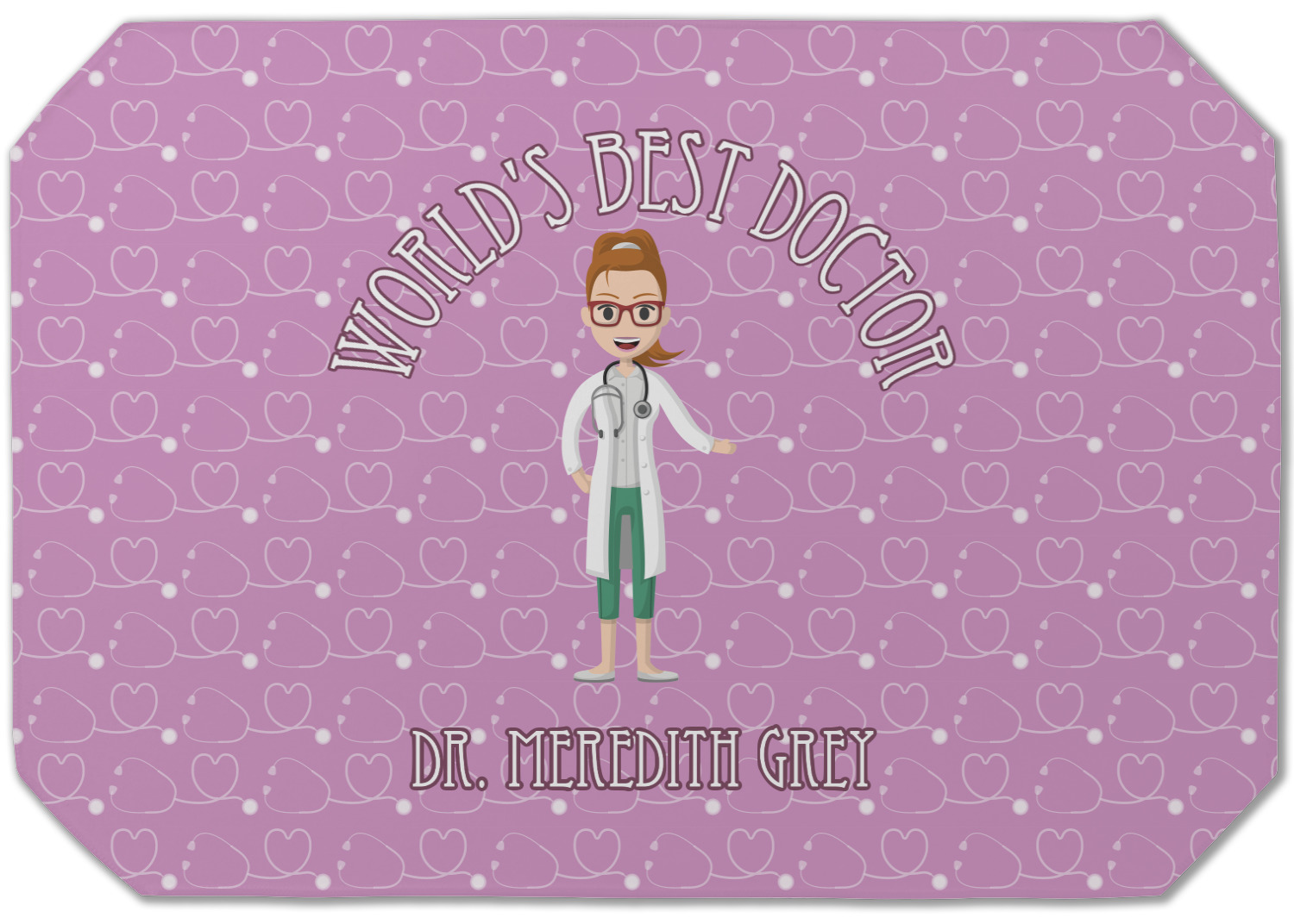 Custom Doctor Avatar Dining Table Mat - Octagon w/ Name or Text ...