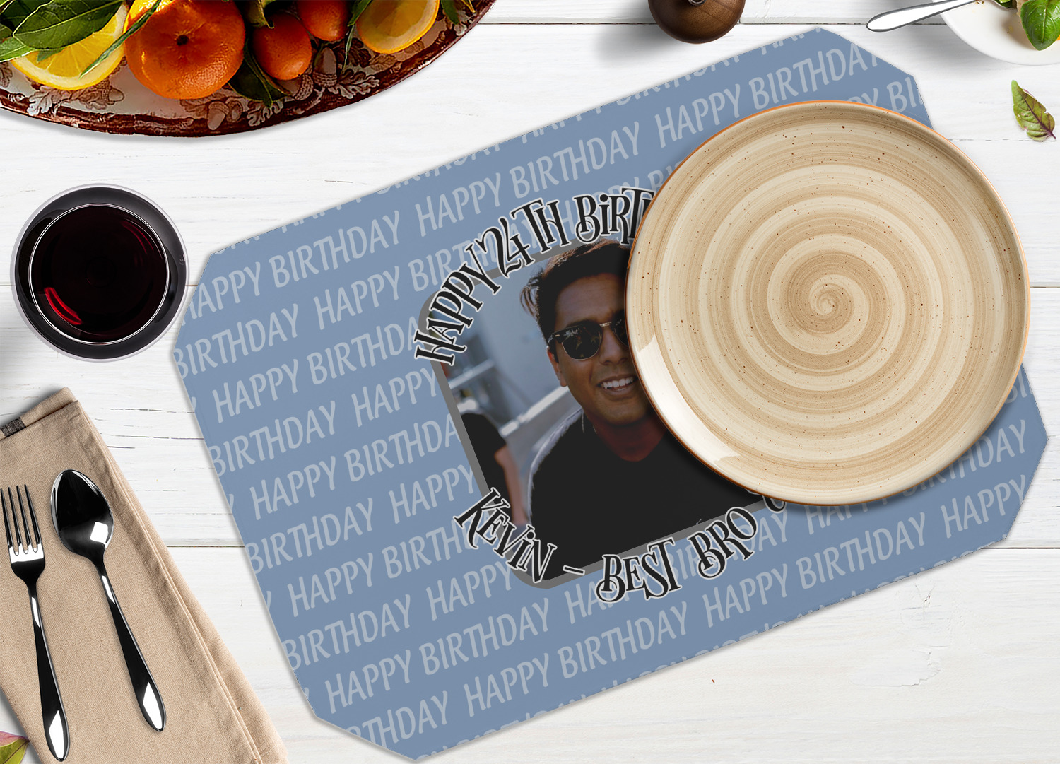 Custom Photo Birthday Dining Table Mat - Octagon | YouCustomizeIt