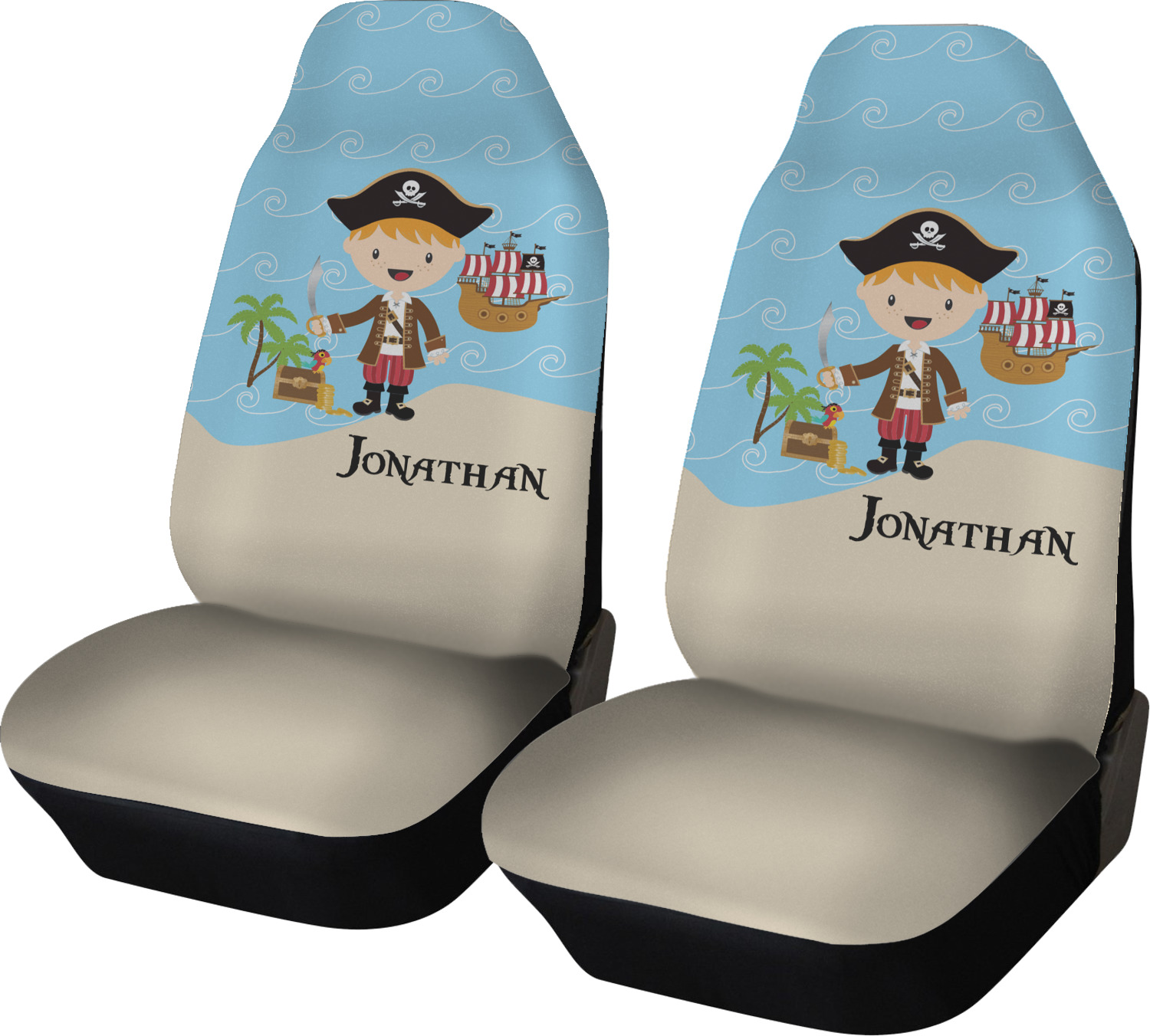 Pirate Scene Car Seat Covers (Set of Two) (Personalized) - YouCustomizeIt