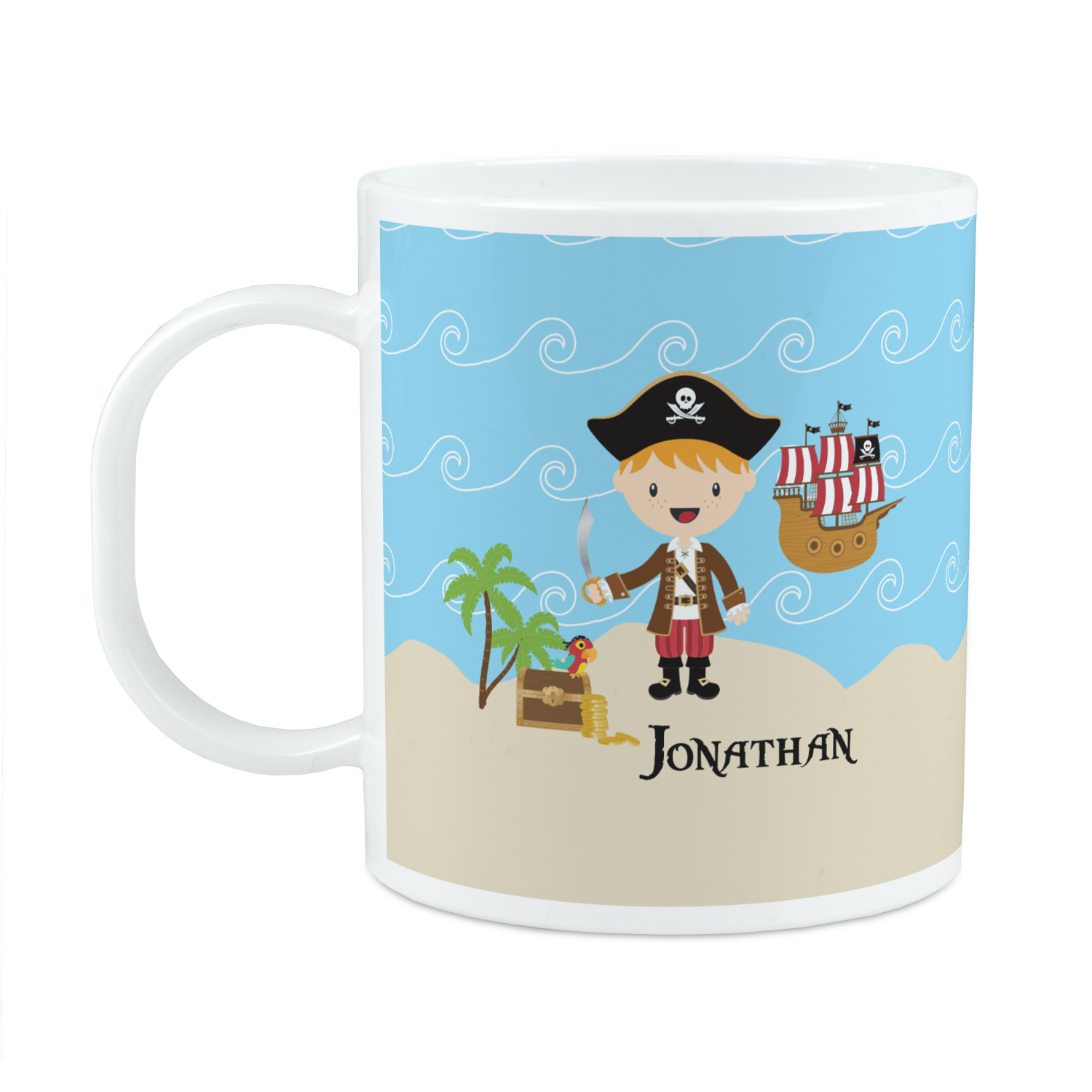 Pirate Scene Plastic Kids Mug (Personalized) - YouCustomizeIt