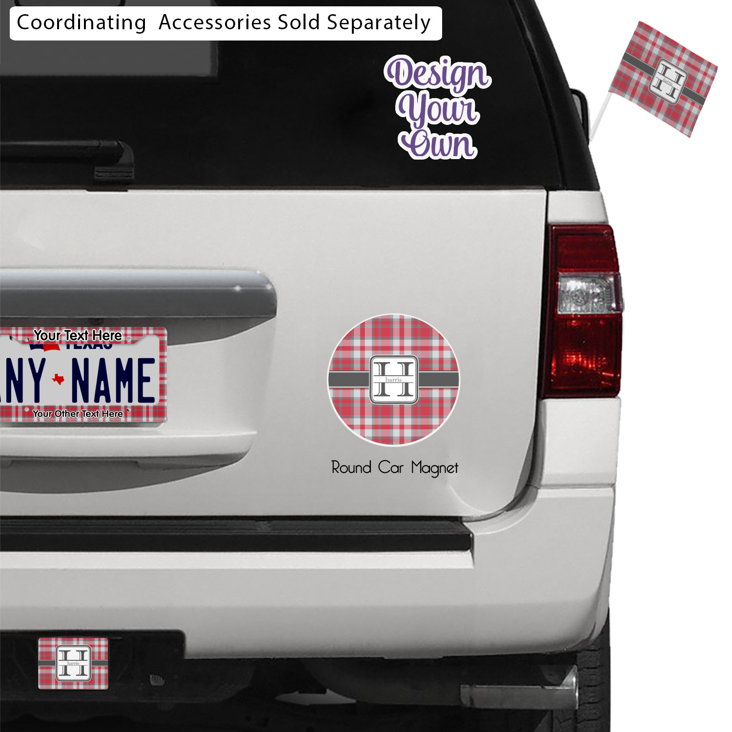 Custom Red & Gray Plaid Car Seat Covers (Set of Two) (Personalized ...