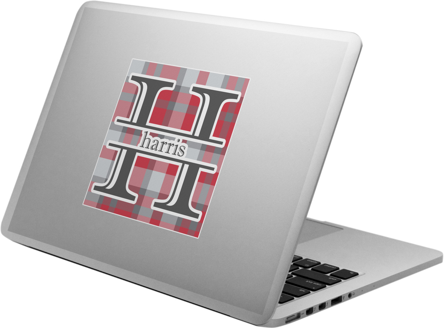 Custom Red & Gray Plaid Laptop Decal (Personalized) | YouCustomizeIt