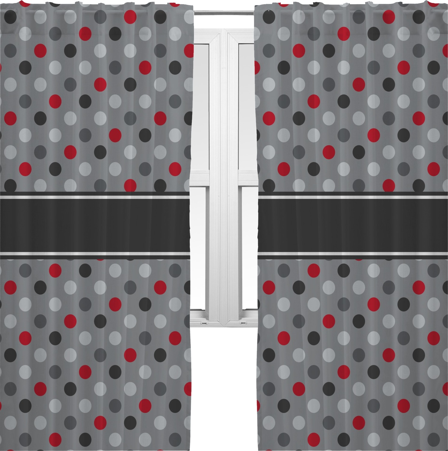 Red & Gray Polka Dots Curtain (Personalized) - YouCustomizeIt