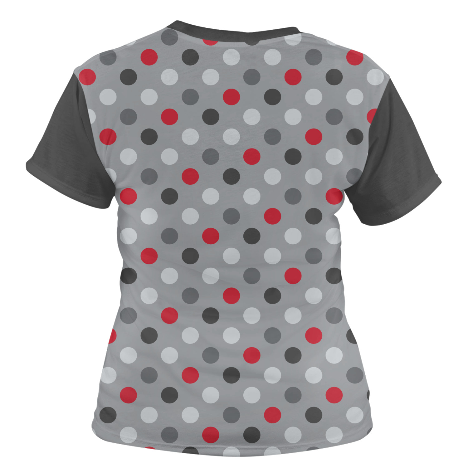 Red & Gray Polka Dots Women's Crew T-Shirt - Medium (Personalized ...