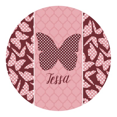 Custom Polka Dot Butterfly Round Decal (Personalized) | YouCustomizeIt