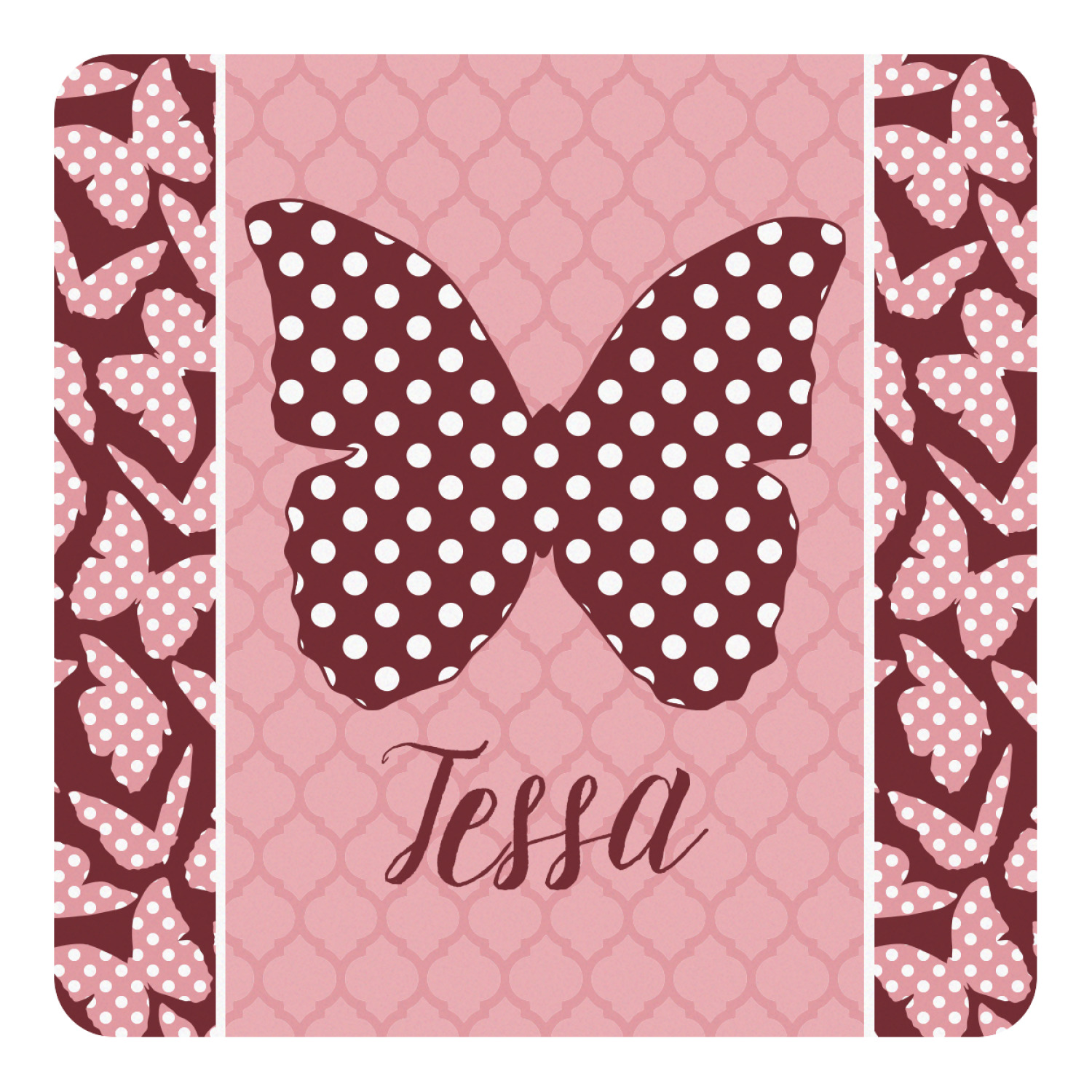 Polka Dot Butterfly Square Decal - Small (Personalized) - YouCustomizeIt