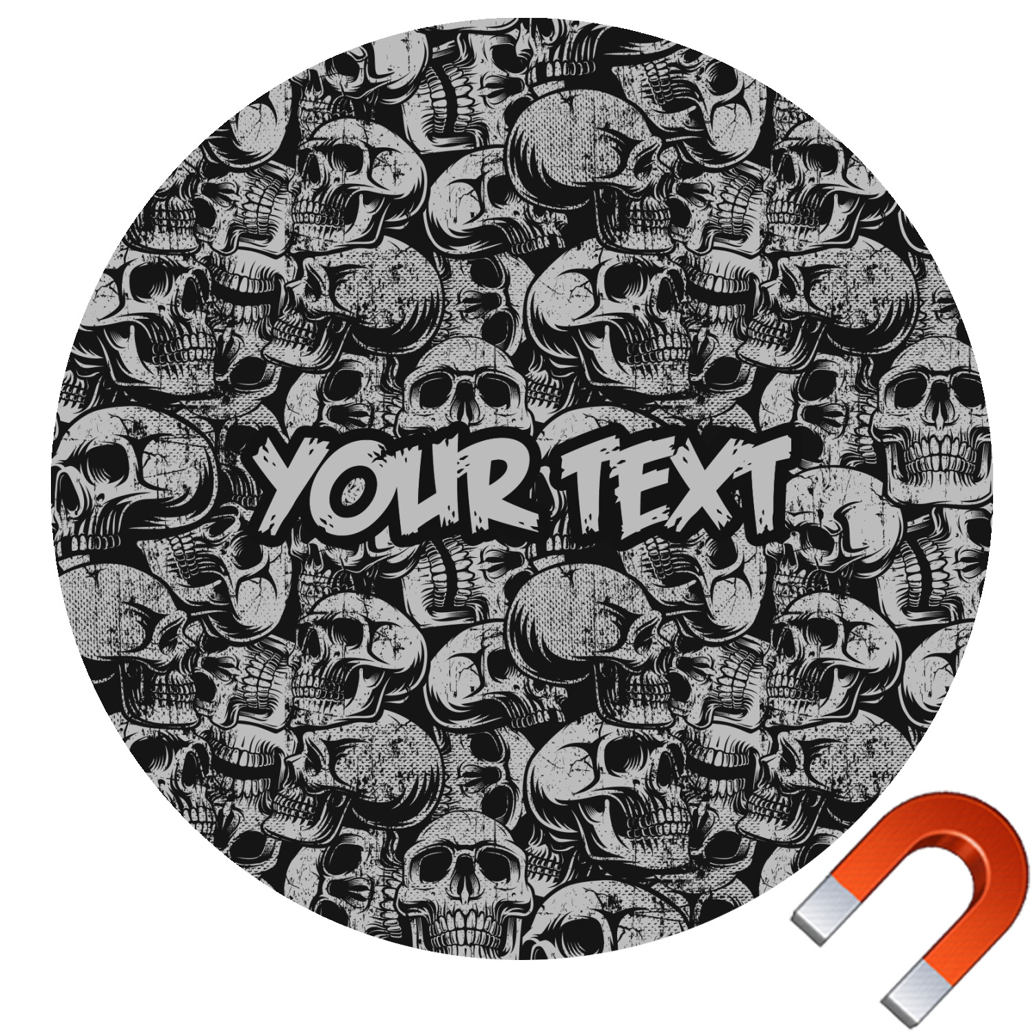 Skulls Round Car Magnet - 6" (Personalized) - YouCustomizeIt