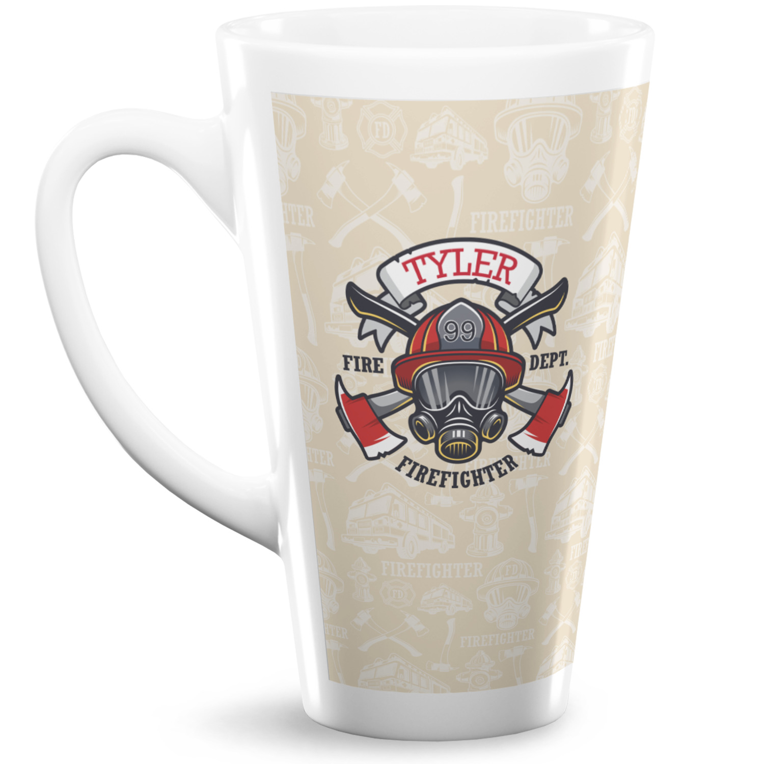 Firefighter 16 Oz Latte Mug (Personalized) - YouCustomizeIt