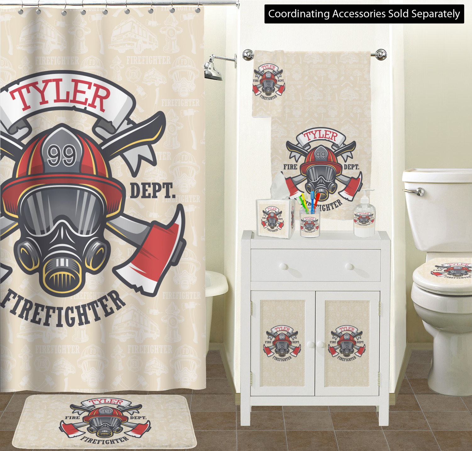 Custom Firefighter Hand Towel - Full Print (Personalized) | YouCustomizeIt