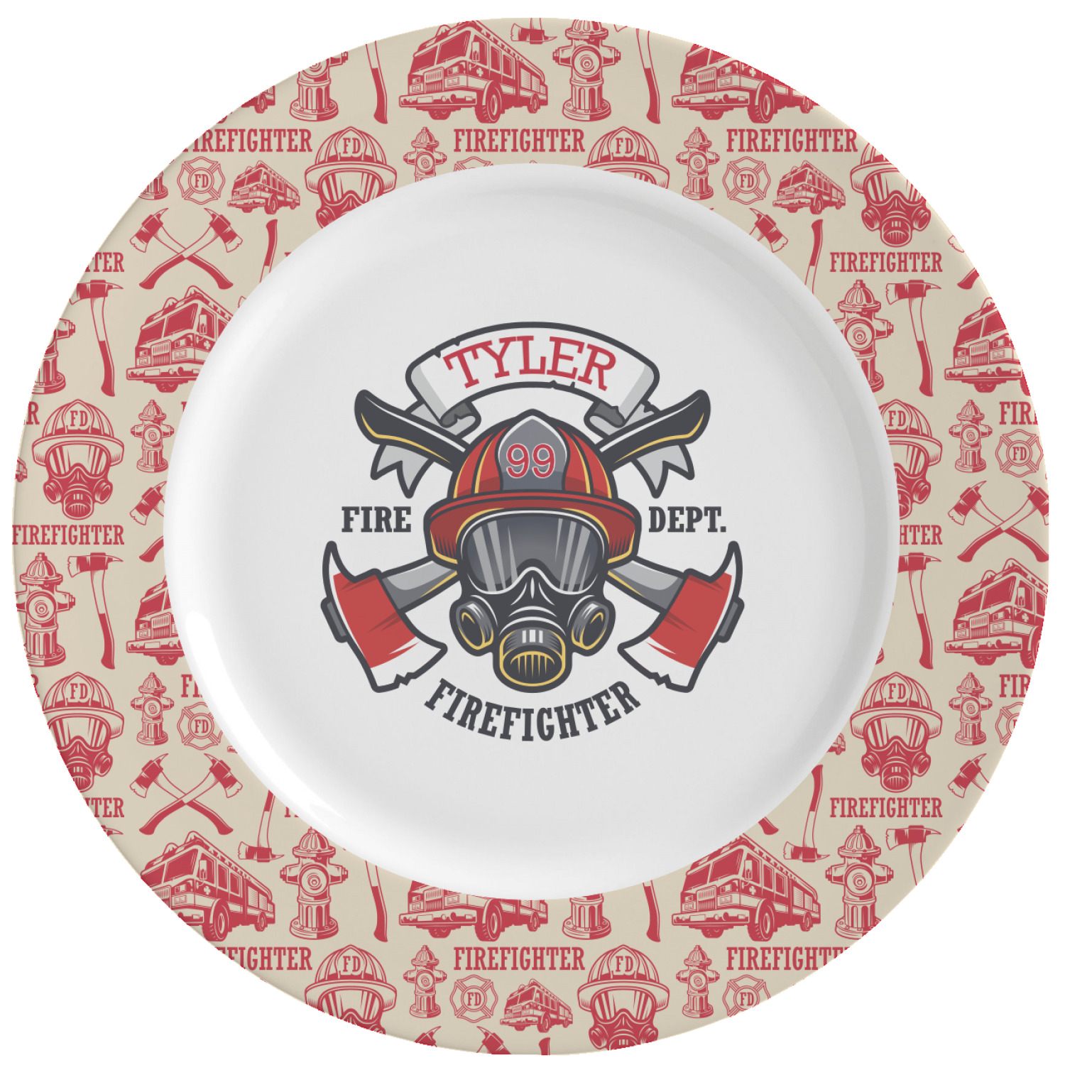 Firefighter Ceramic Dinner Plates (Set of 4) (Personalized ...