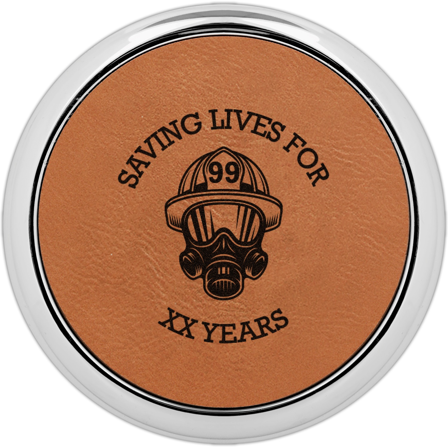 Firefighter Leatherette Round Coaster w/ Silver Edge - Single or Set ...