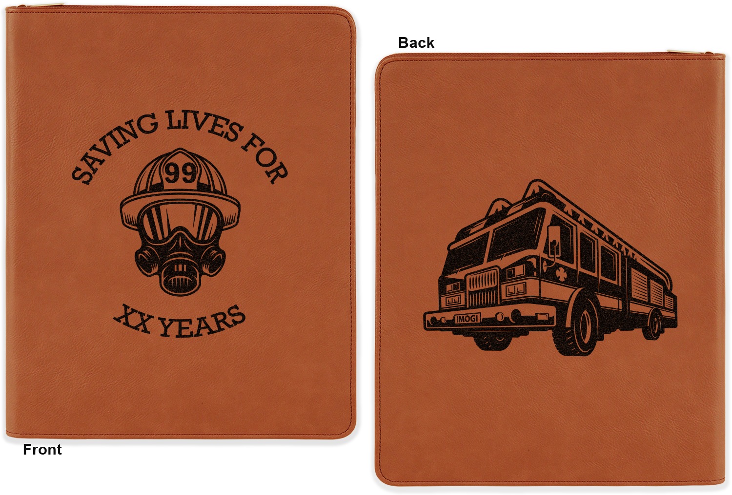 Custom Firefighter Leatherette Zipper Portfolio with Notepad ... Custom Firefighter Leatherette Zipper Portfolio with Notepad ...