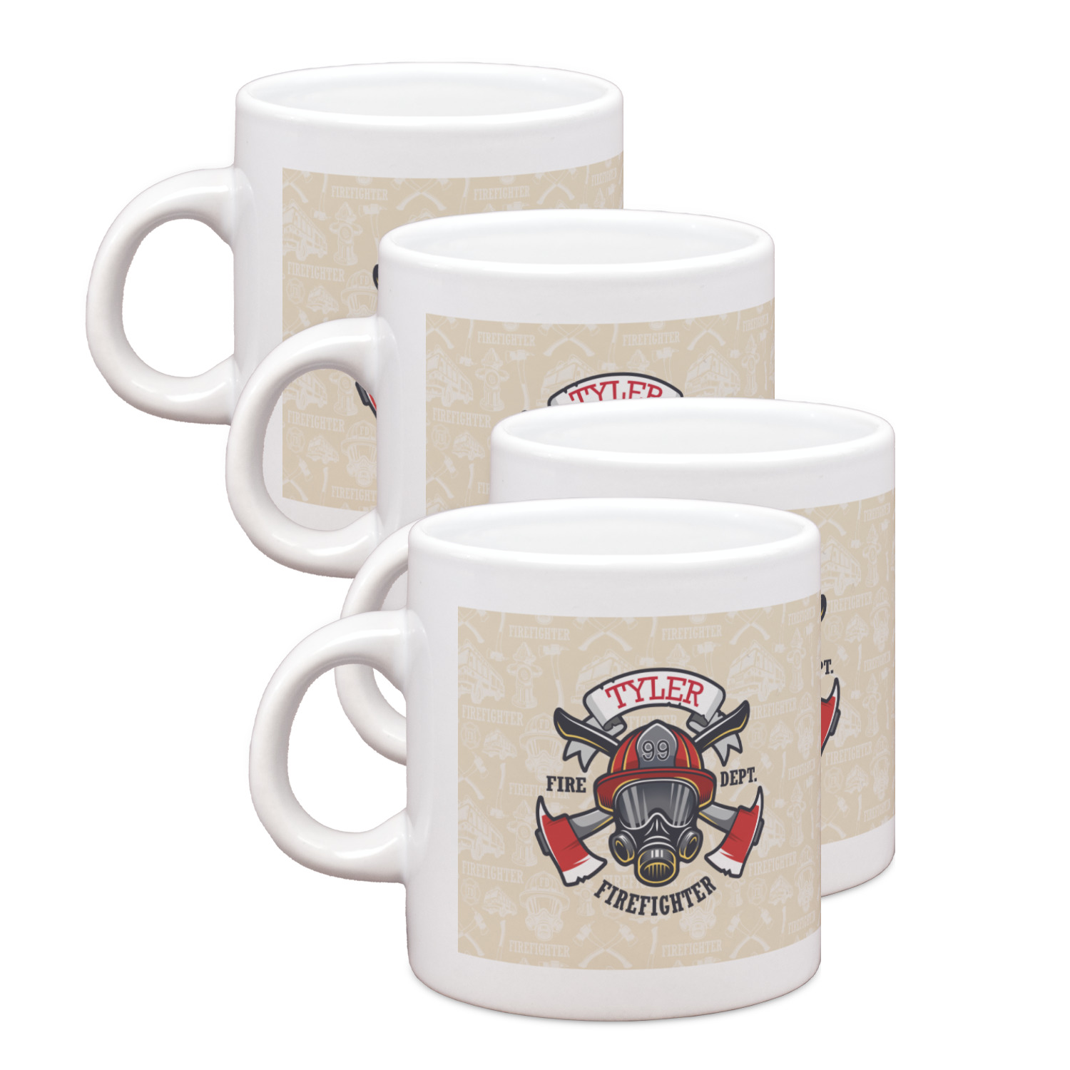 Firefighter Espresso Cups - Set of 4 (Personalized) - YouCustomizeIt