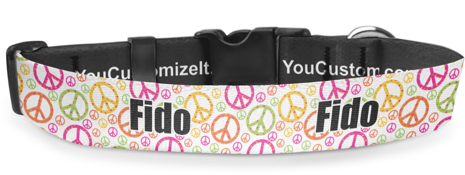 Custom Peace Sign Deluxe Dog Collar (Personalized) | YouCustomizeIt