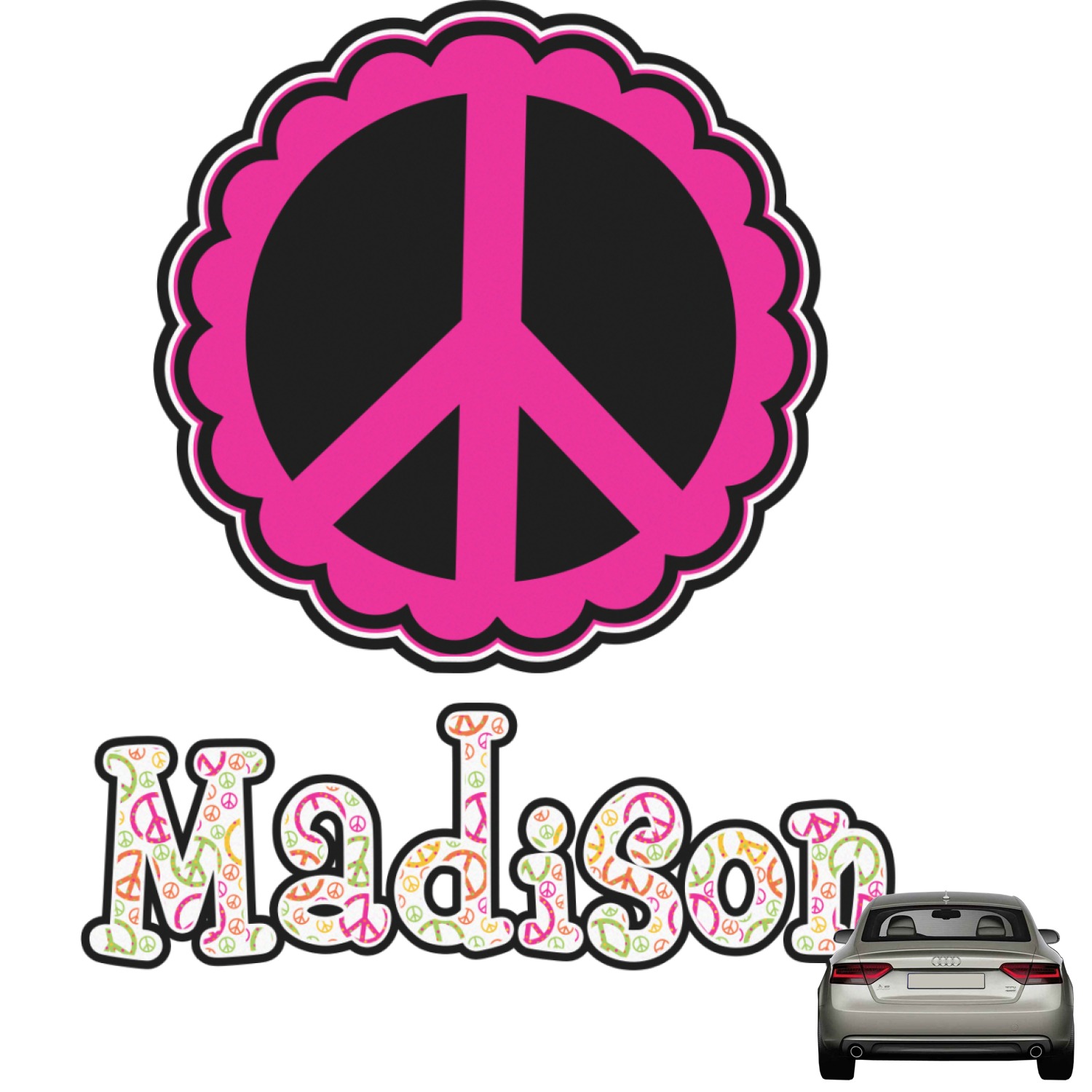 Peace Sign Graphic Car Decal (Personalized) - You Customize It