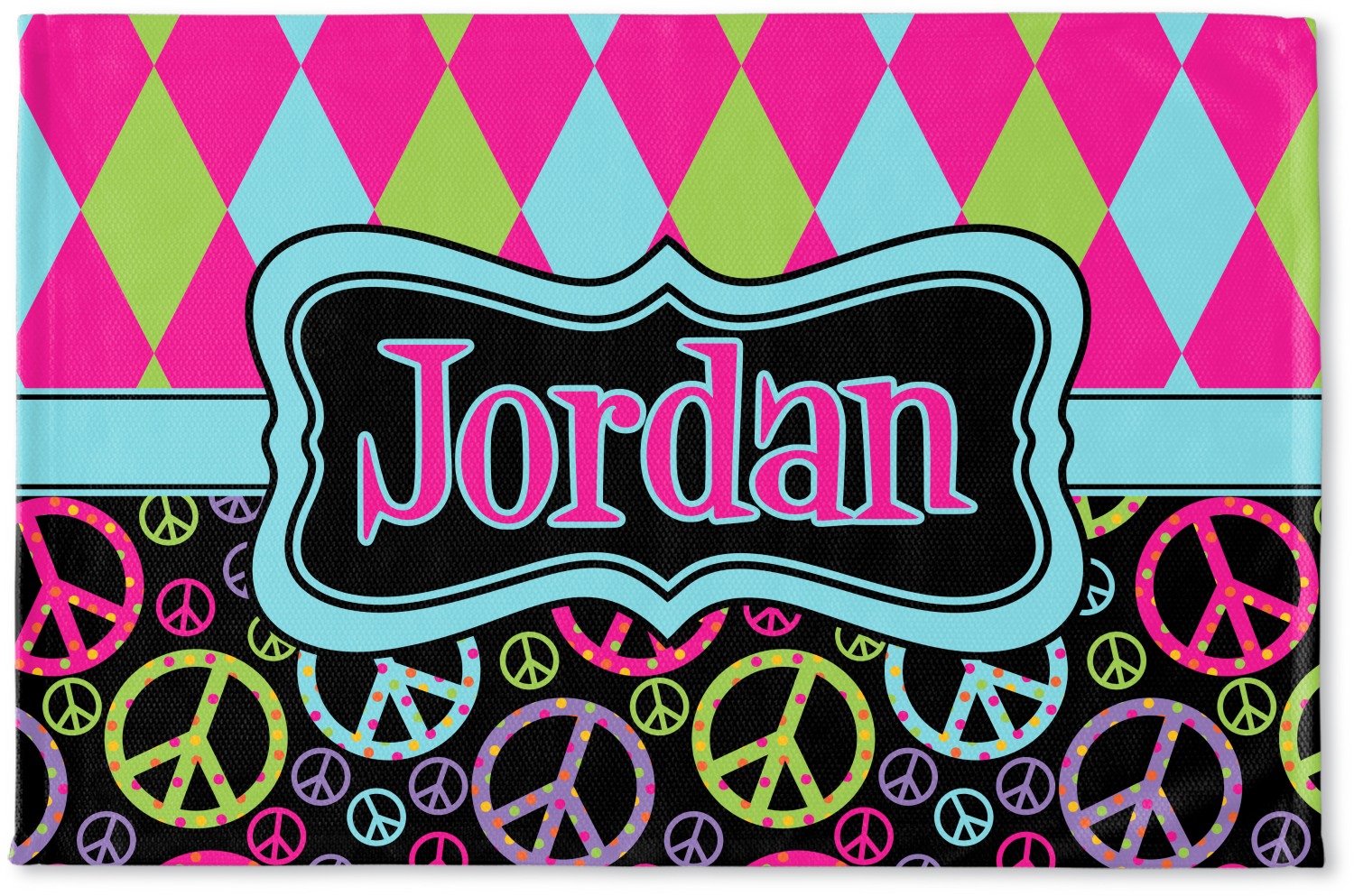 Custom Harlequin & Peace Signs Woven Mat (Personalized) | YouCustomizeIt