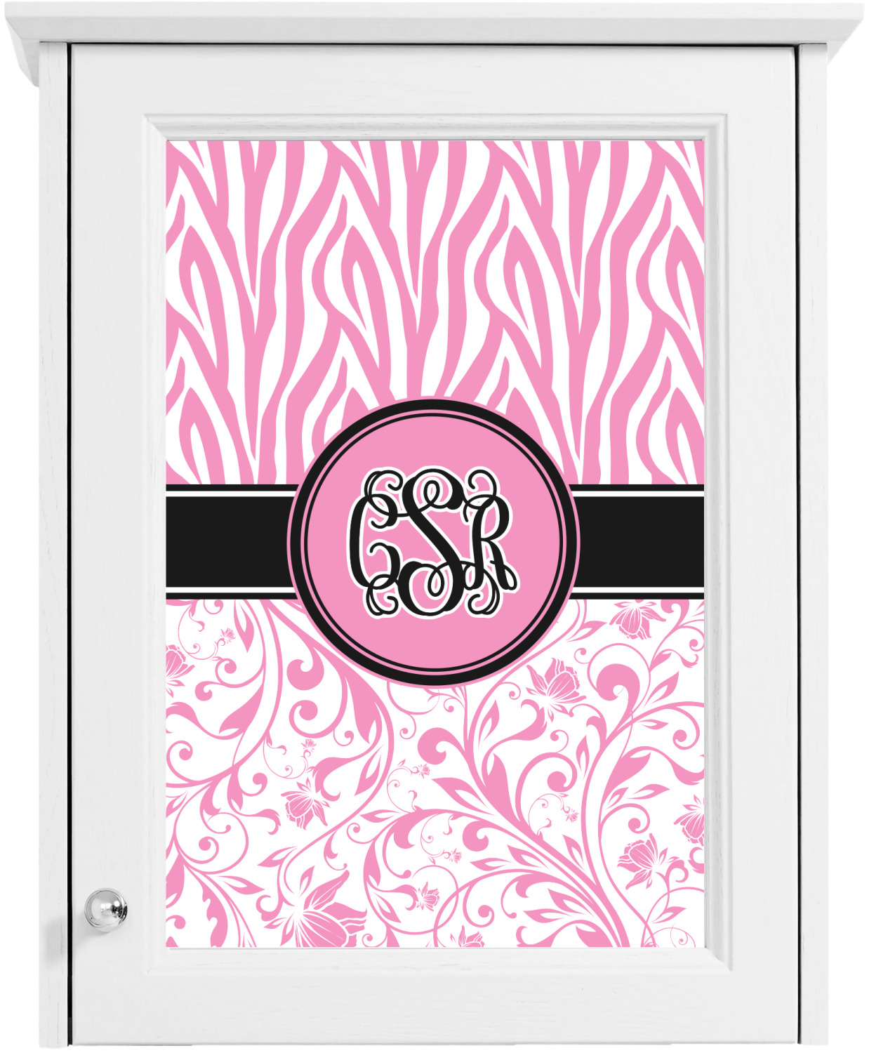 Custom Zebra & Floral Cabinet Decal - Custom Size (Personalized ...