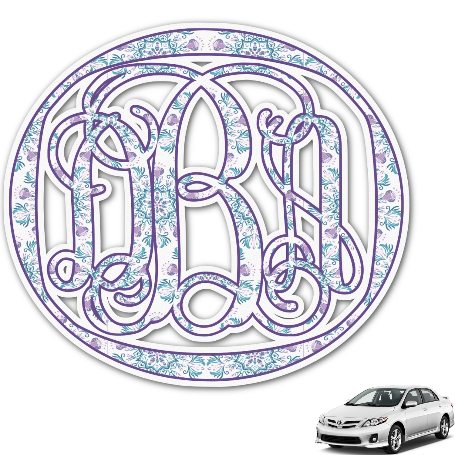 Custom Mandala Floral Monogram Car Decal (Personalized) | YouCustomizeIt