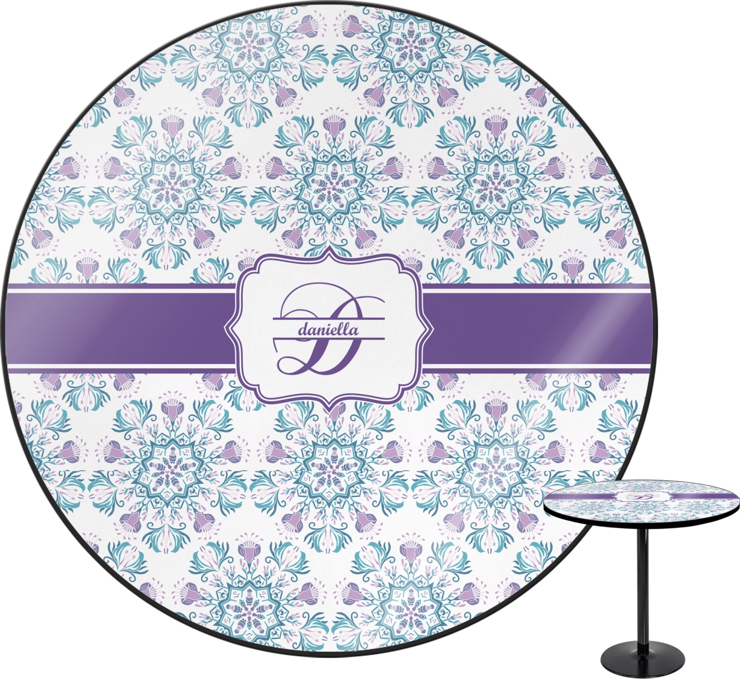Custom Mandala Floral Round Table (Personalized) | YouCustomizeIt