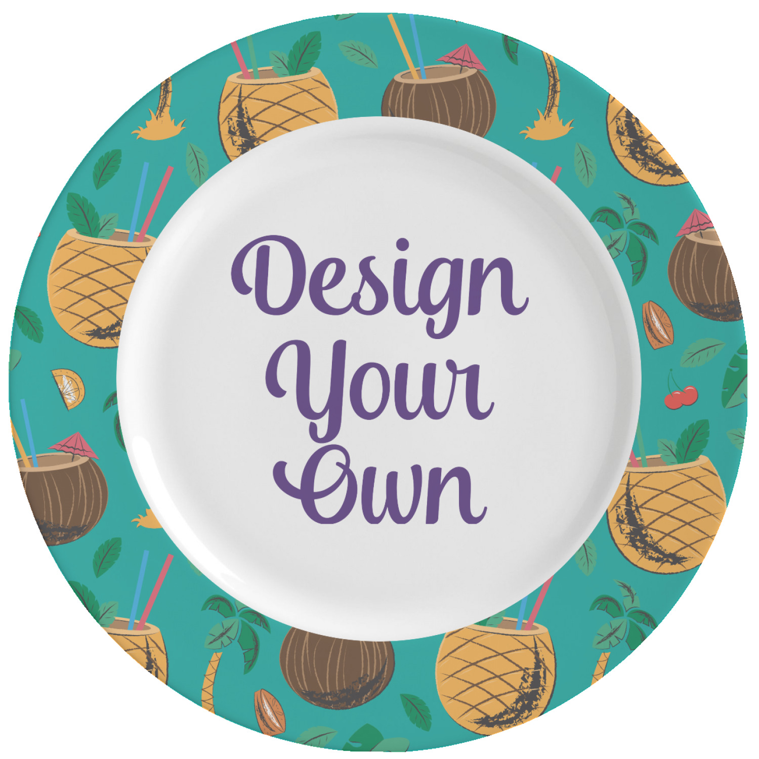 Coconut Drinks Ceramic Dinner Plates (Set of 4) (Personalized ...