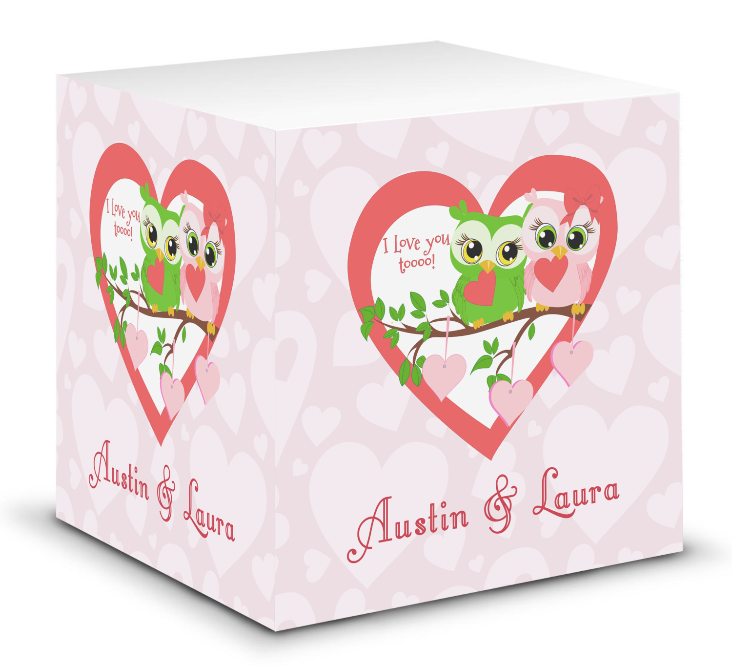 Valentine Owls Sticky Note Cube (Personalized) - YouCustomizeIt