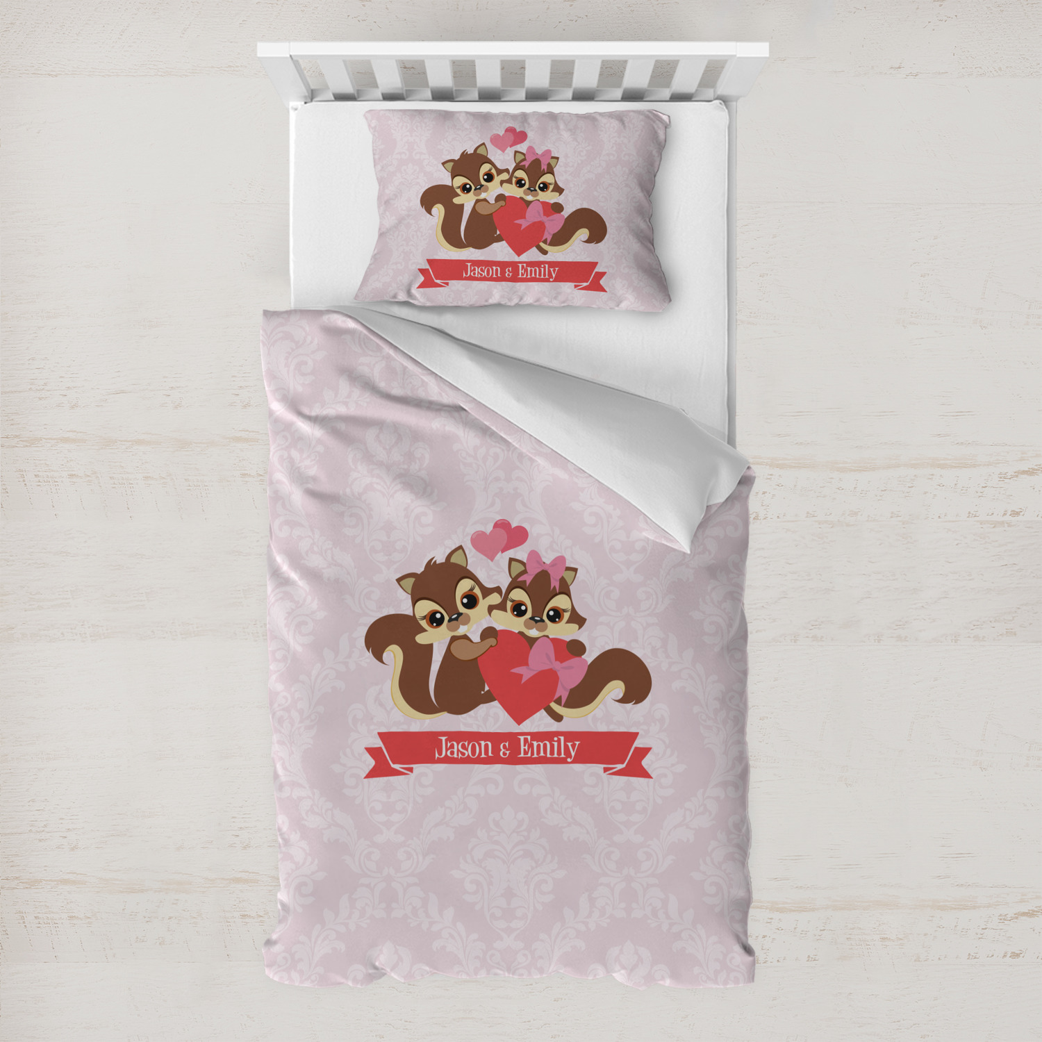 Custom Chipmunk Couple Toddler Bedding Set w/ Couple's Names ...