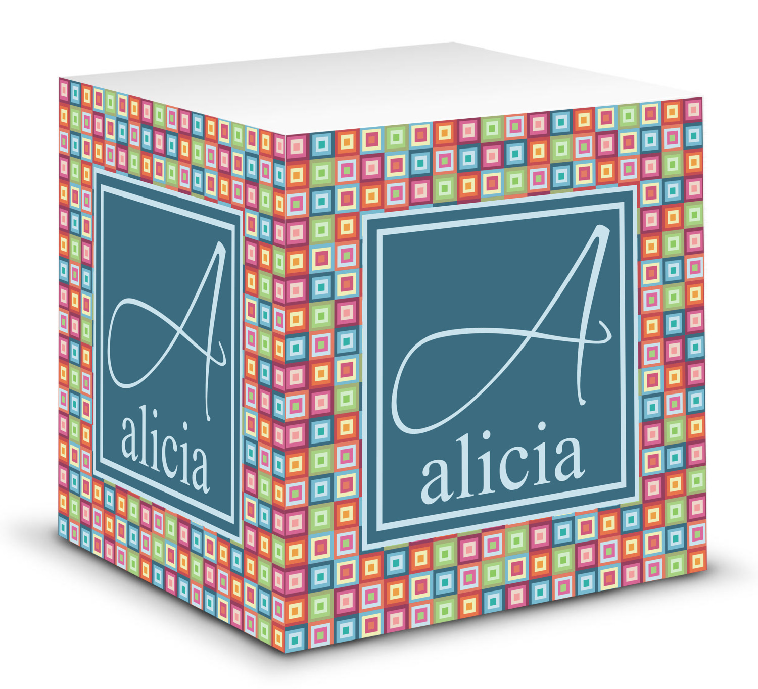Retro Squares Sticky Note Cube (Personalized) - YouCustomizeIt