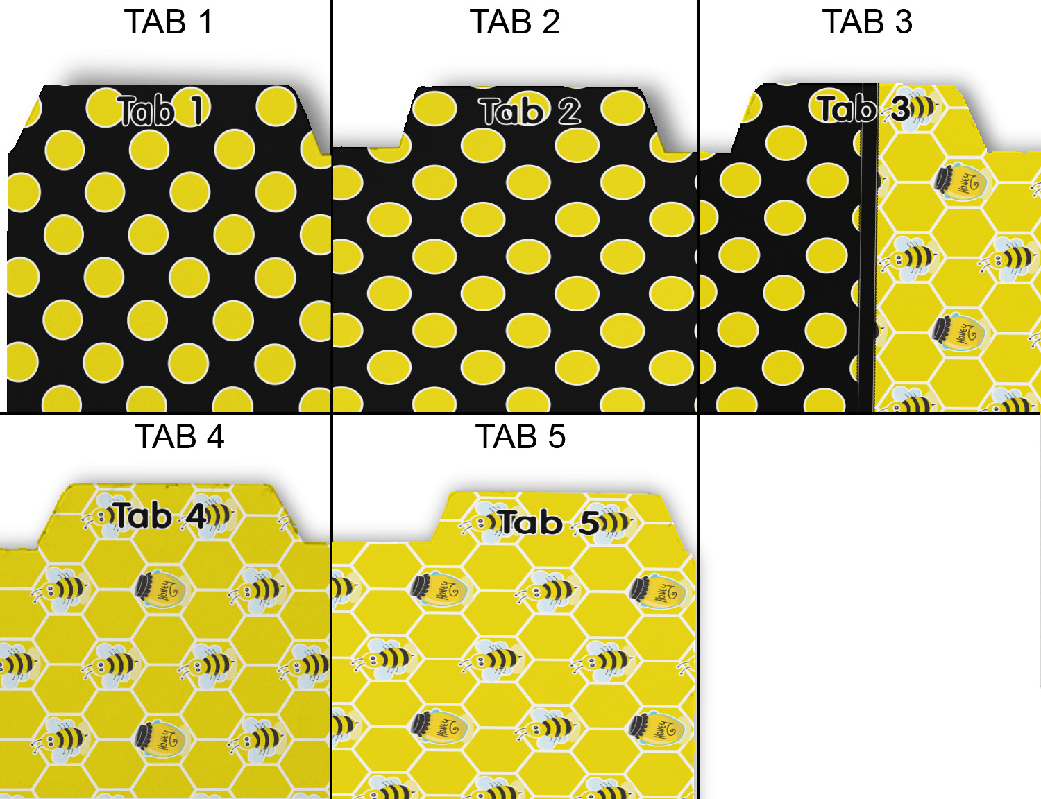 Custom Honeycomb, Bees & Polka Dots Binder Tab Divider - Set of 5 ...